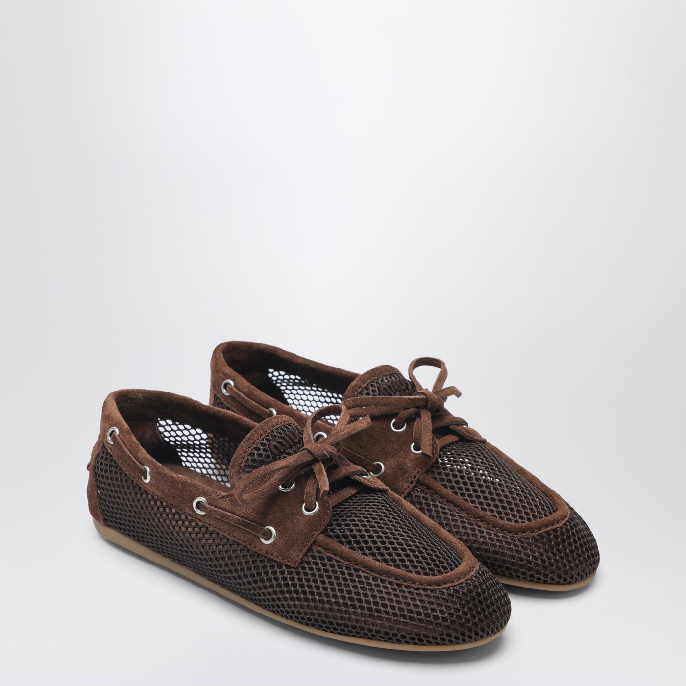 Miu Miu Perforated cocoa-colored loafers | TheDoubleF