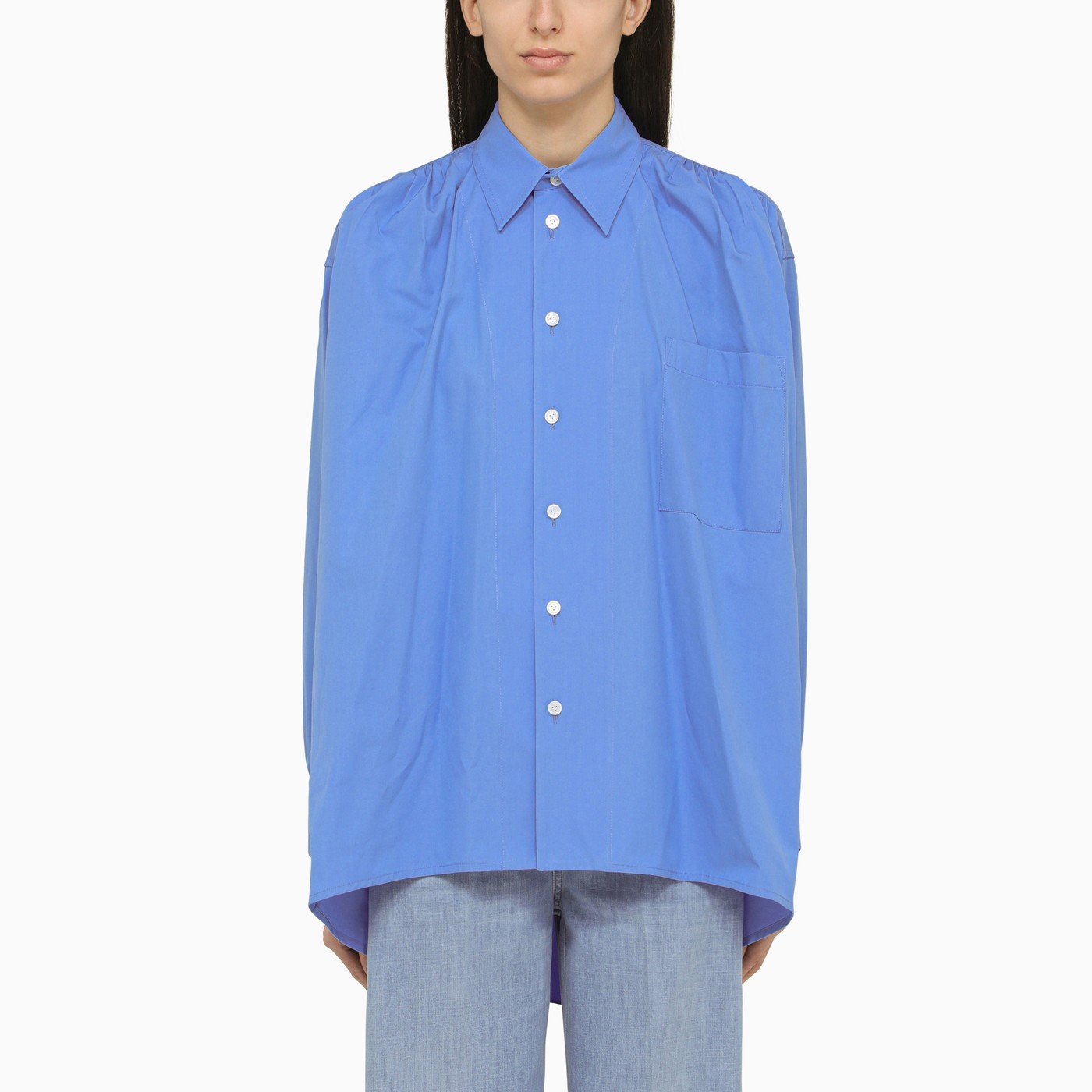 Bottega Veneta Light blue cotton blend oversize shirt | TheDoubleF