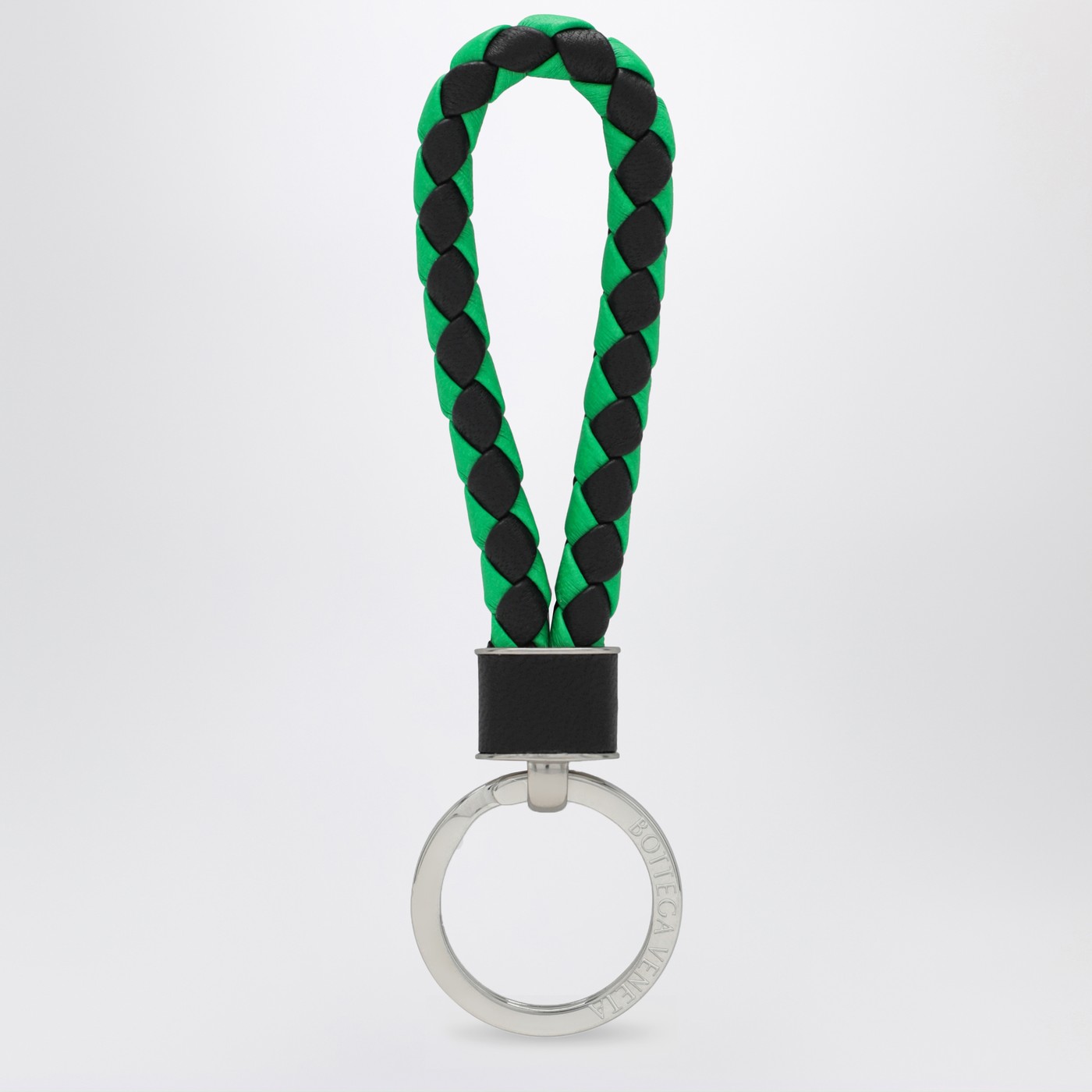 Bottega Veneta Black/Parakeet Green in Intrecciato Keyring | TheDoubleF