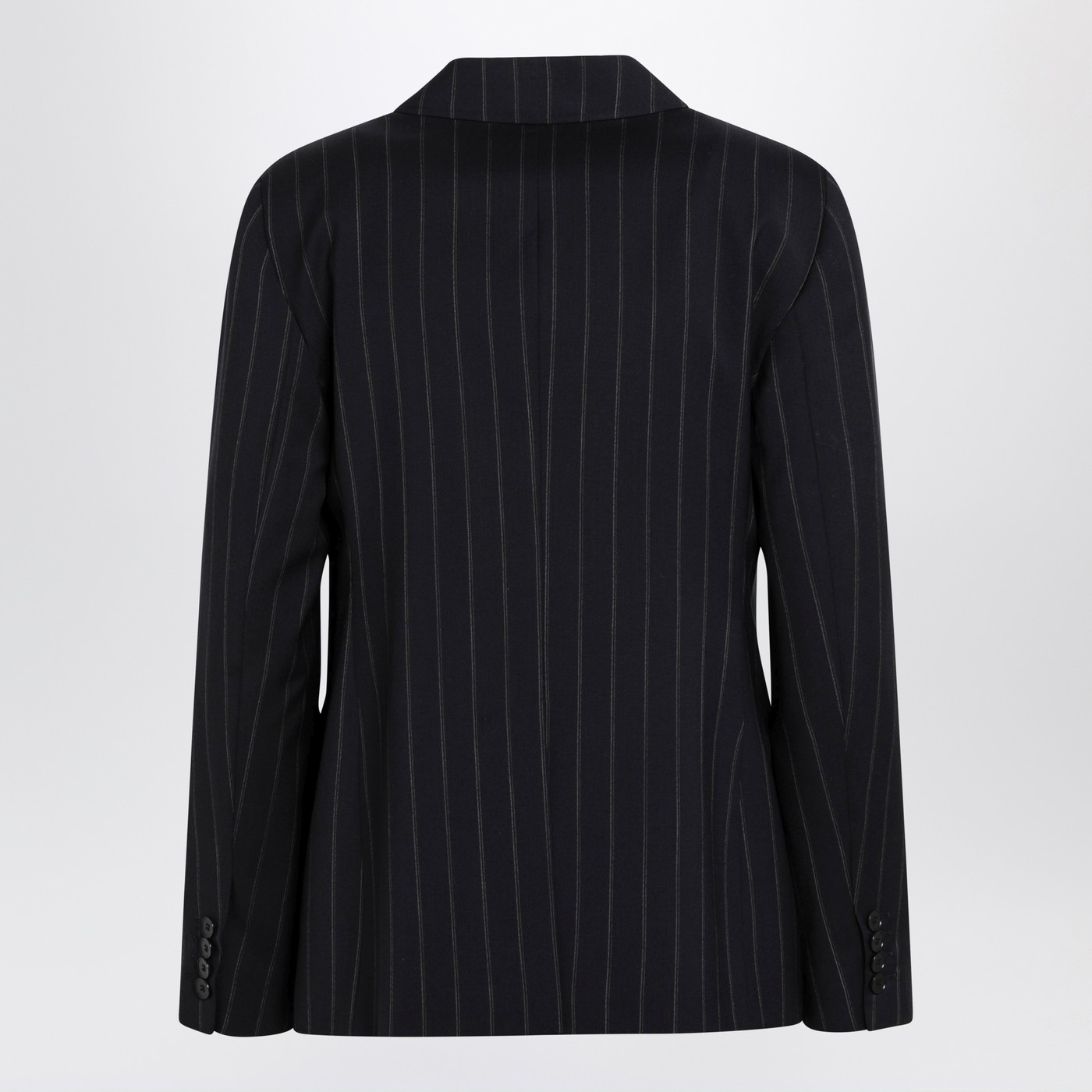 Max Mara Studio Giacca doppiopetto blu in lana gessata | TheDoubleF