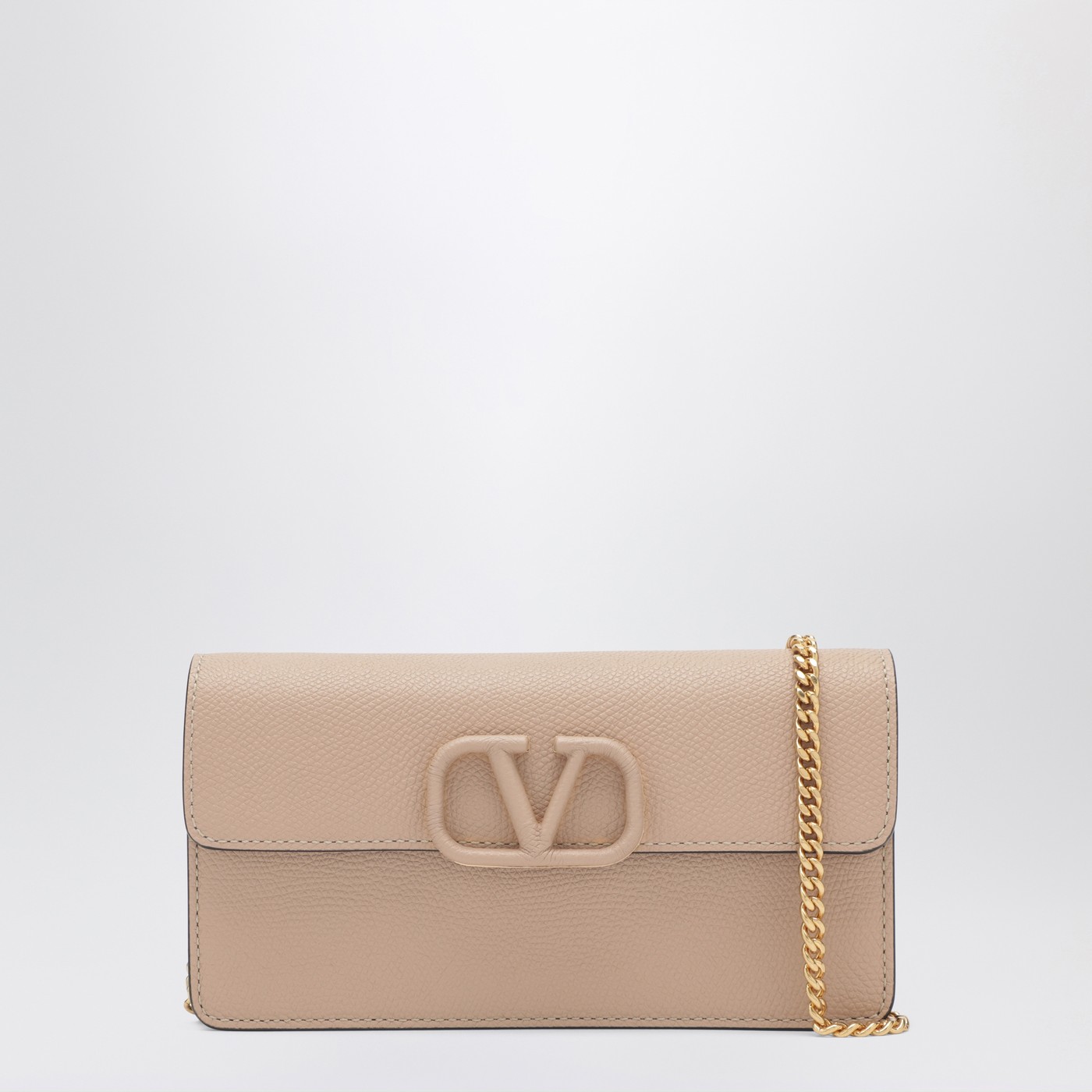 Valentino Garavani Vlogo pink leather wallet with chain | TheDoubleF