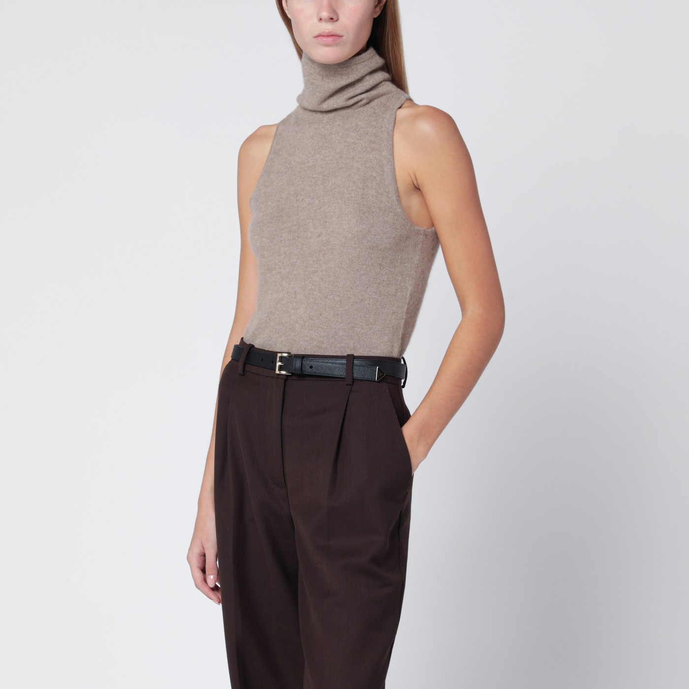 ALMADA LABEL Vida top in beige organic cashmere | TheDoubleF