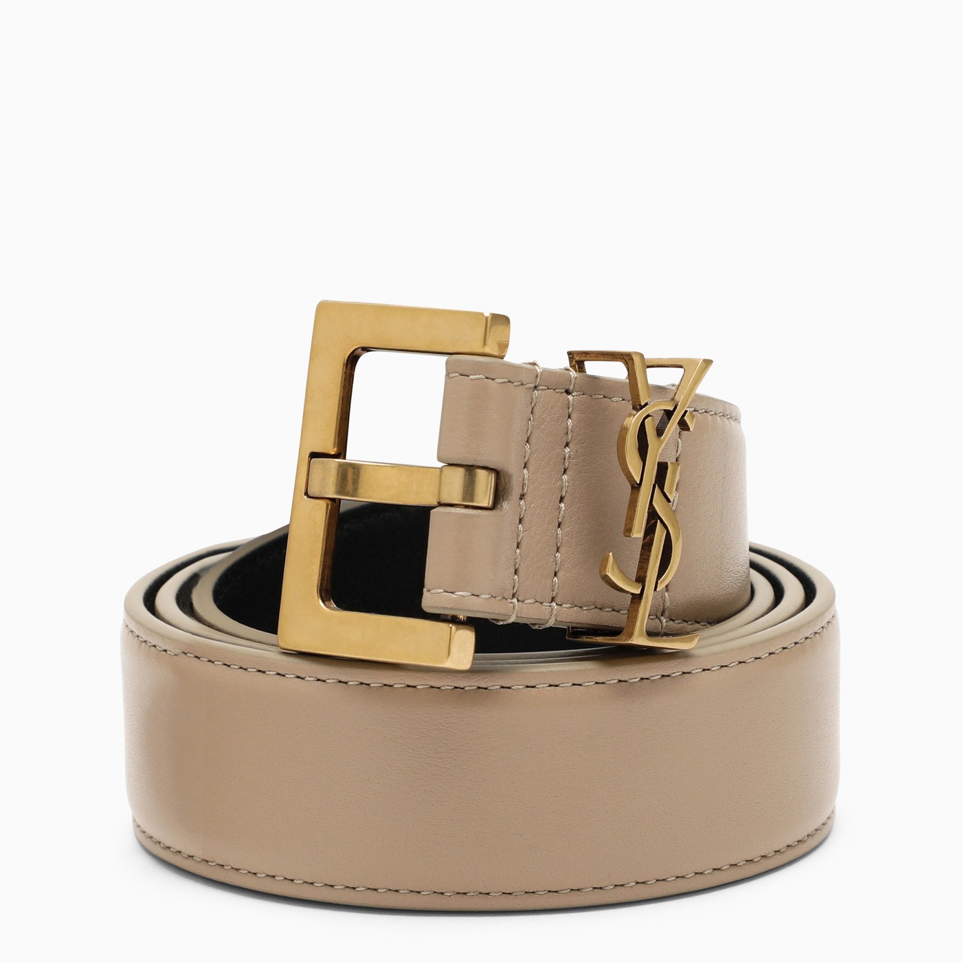 Saint Laurent Monogram dark beige belt 3 cm | TheDoubleF