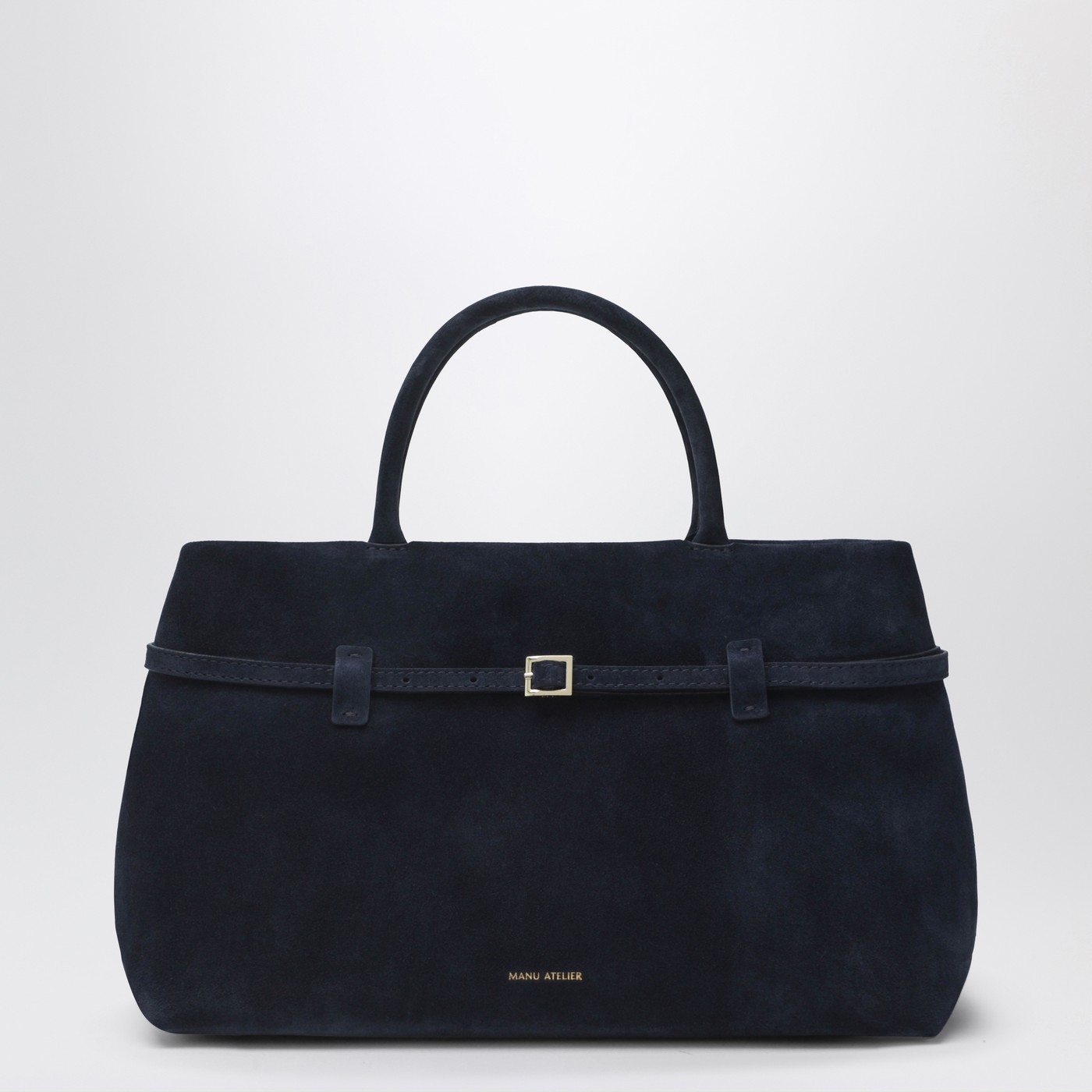 Manu Atelier Le Cambon 35 dark blue suede bag | TheDoubleF