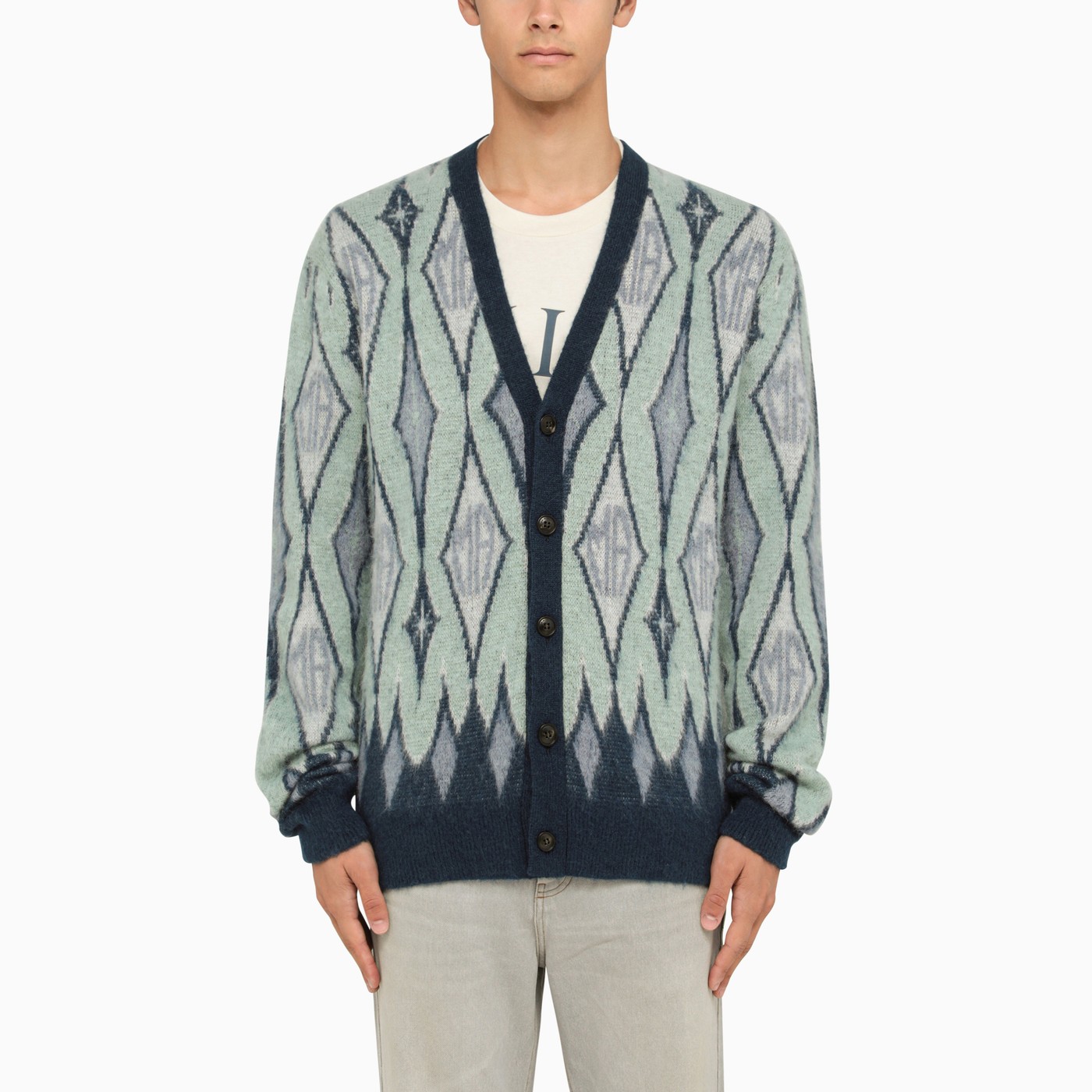 AMIRI Blue argyle cardigan | TheDoubleF