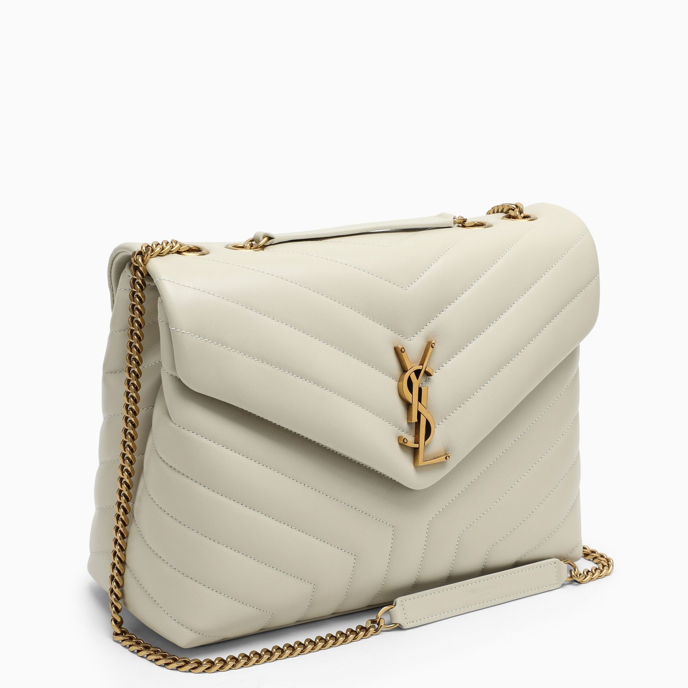 Saint Laurent Borsa Loulou media bianco crema/oro | TheDoubleF