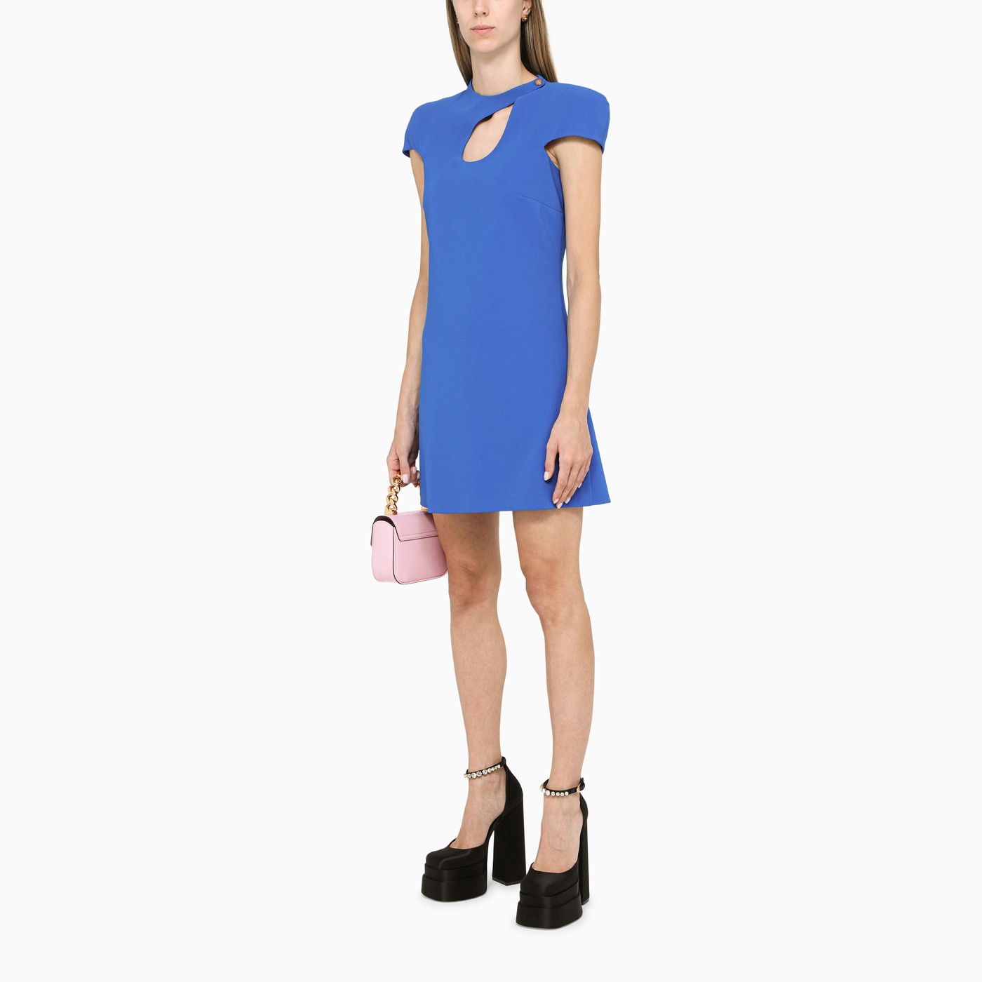 Versace Short blue cut-out dress | TheDoubleF