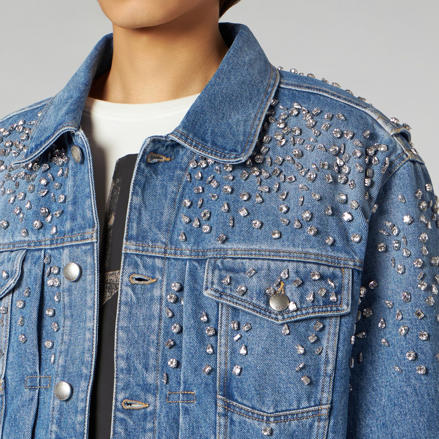 1989 STUDIO Denim Trucker Jacket Crystals blue | TheDoubleF