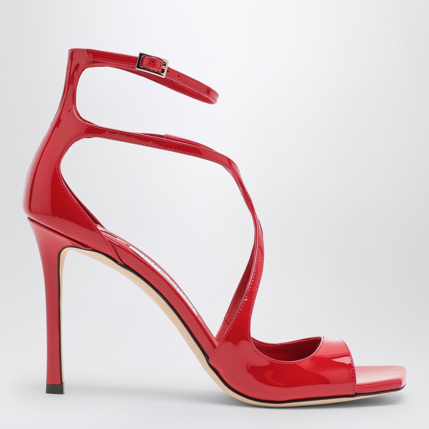 Jimmy Choo Azia 95 red patent leather sandal | TheDoubleF