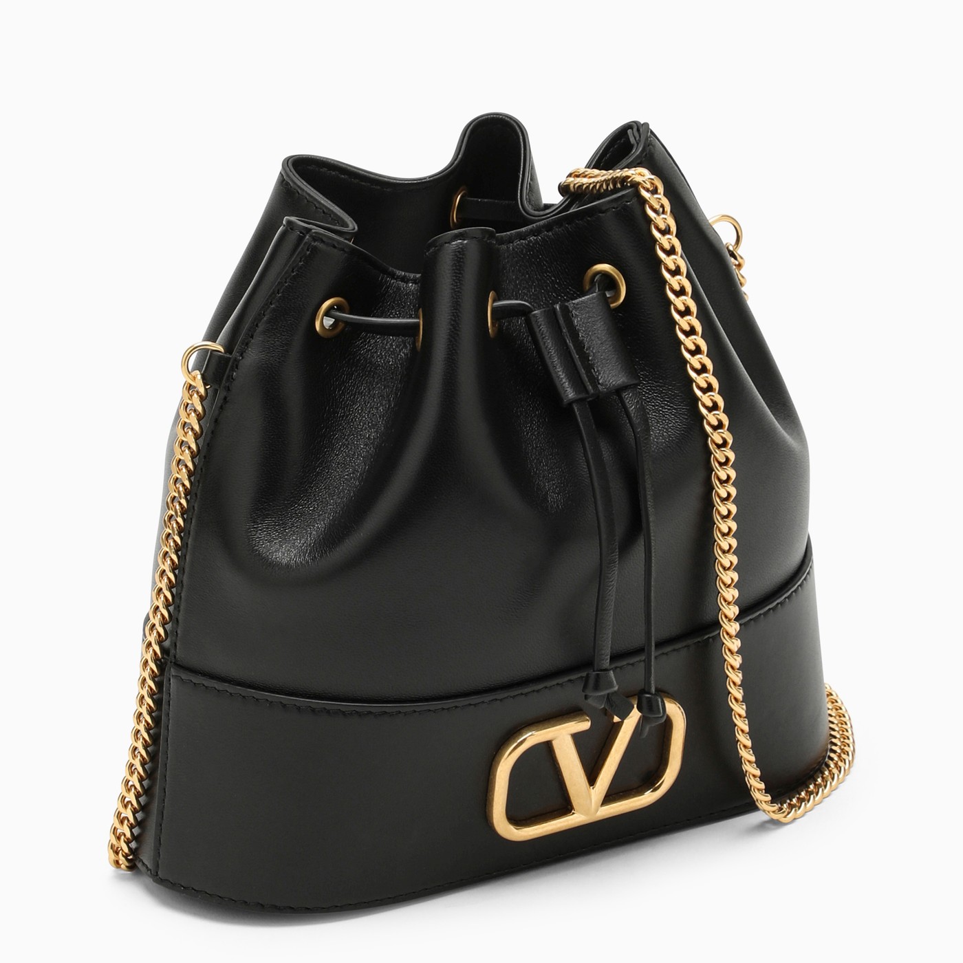 Valentino Garavani Vlogo black leather bucket bag | TheDoubleF