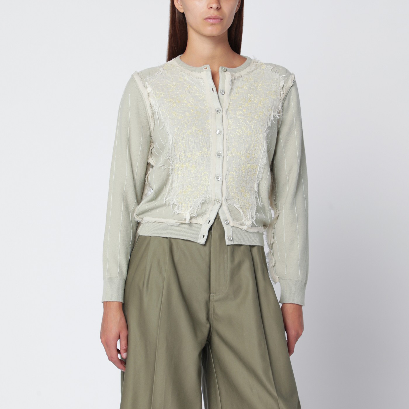 Maison Margiela Light green wool cardigan | TheDoubleF