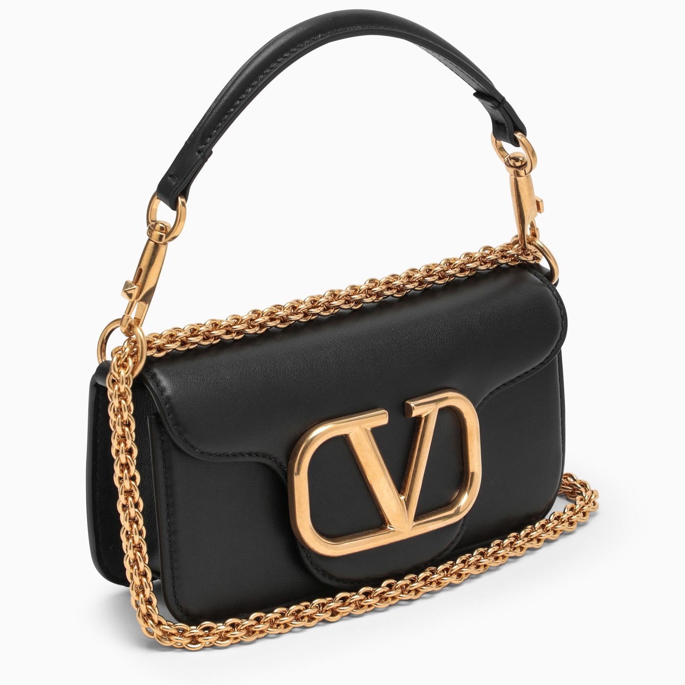 Valentino Garavani Black small Locò shoulder bag with chain | TheDoubleF