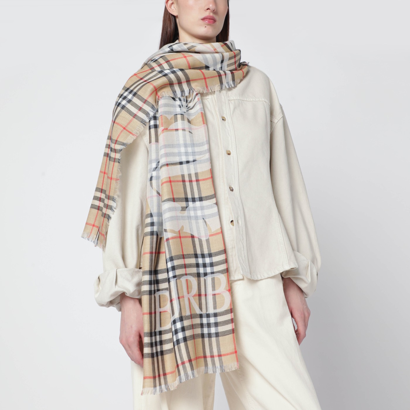 Burberry Ekd Burberry Check scarf in wool and silk | TheDoubleF