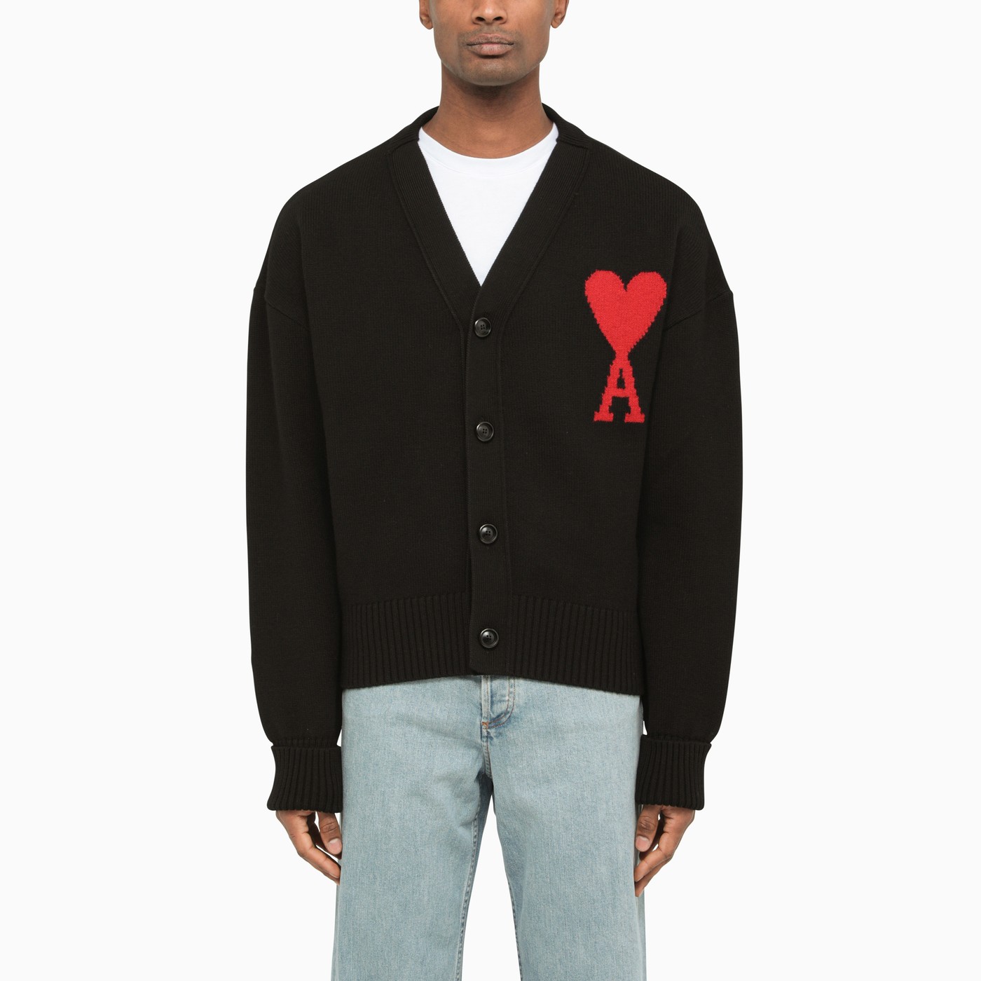 Ami Paris Ami De Coeur black cardigan | TheDoubleF