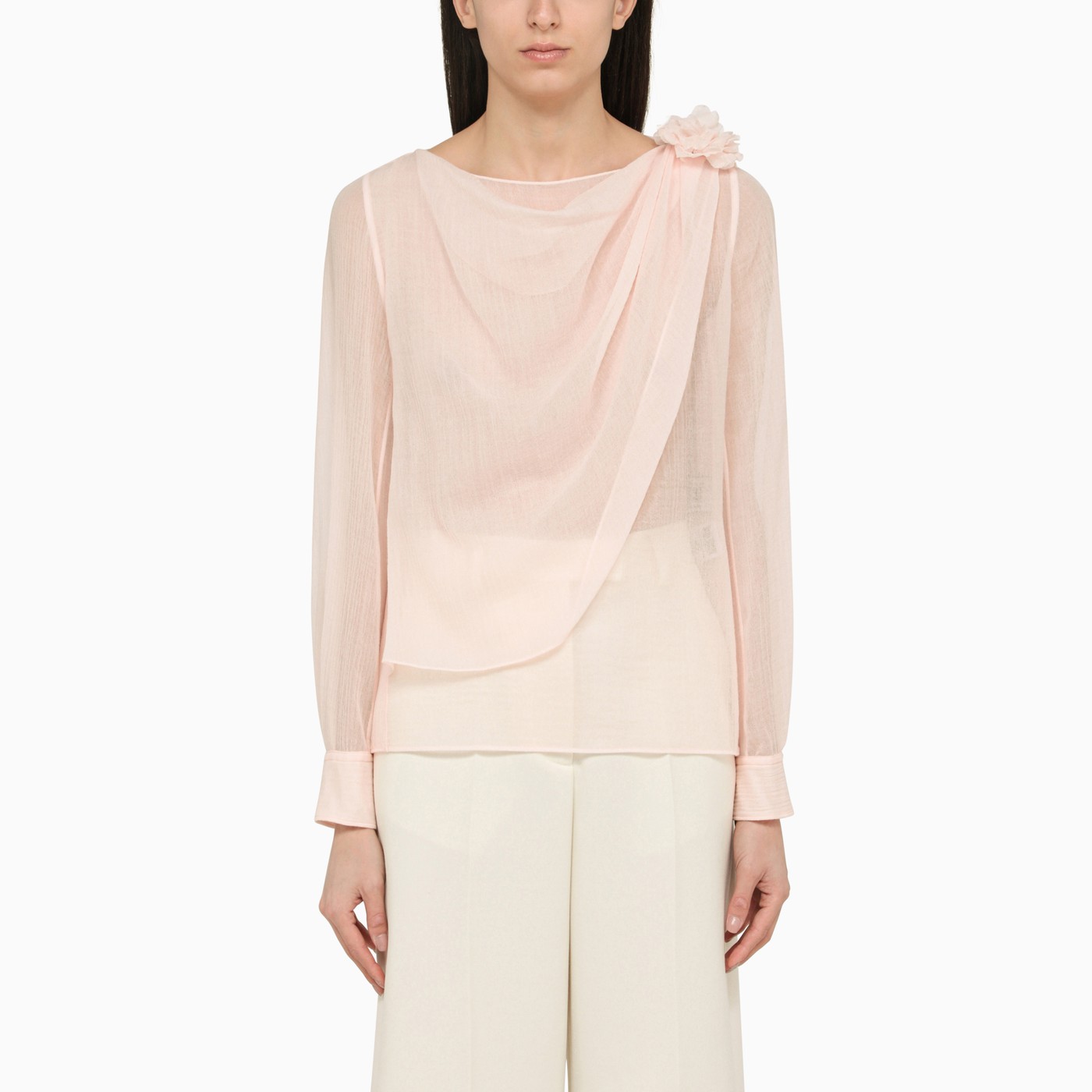 Chloé Light pink blouse in virgin wool | TheDoubleF