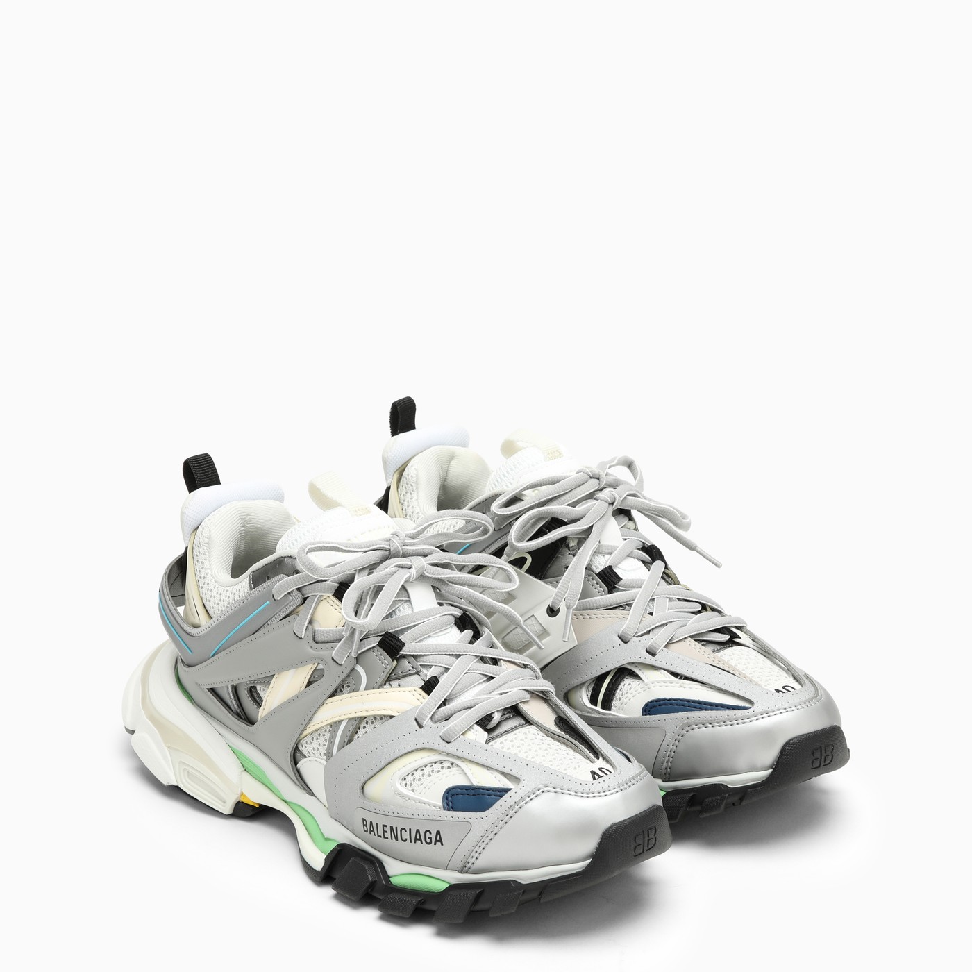 Balenciaga Track grey/blue/green mesh and nylon trainer | TheDoubleF