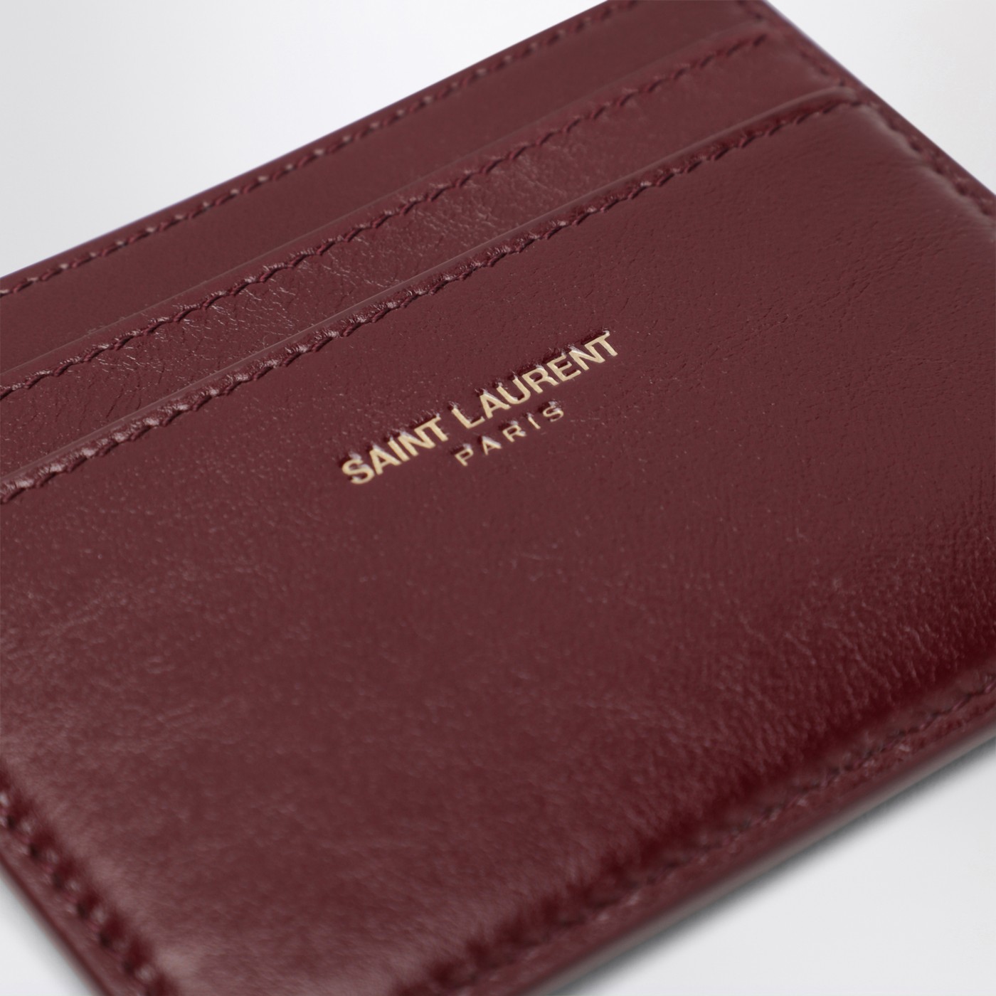 Saint Laurent Dark ruby leather credit card holder | TheDoubleF