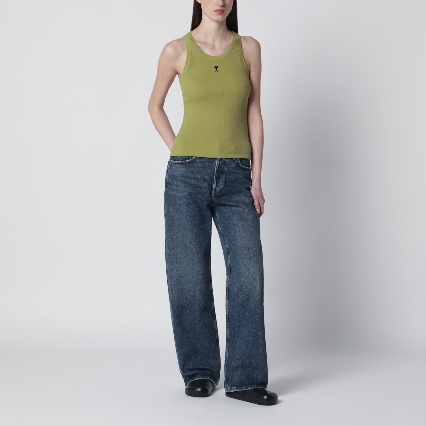 Ami Paris Ami De Coeur matcha green tank top | TheDoubleF