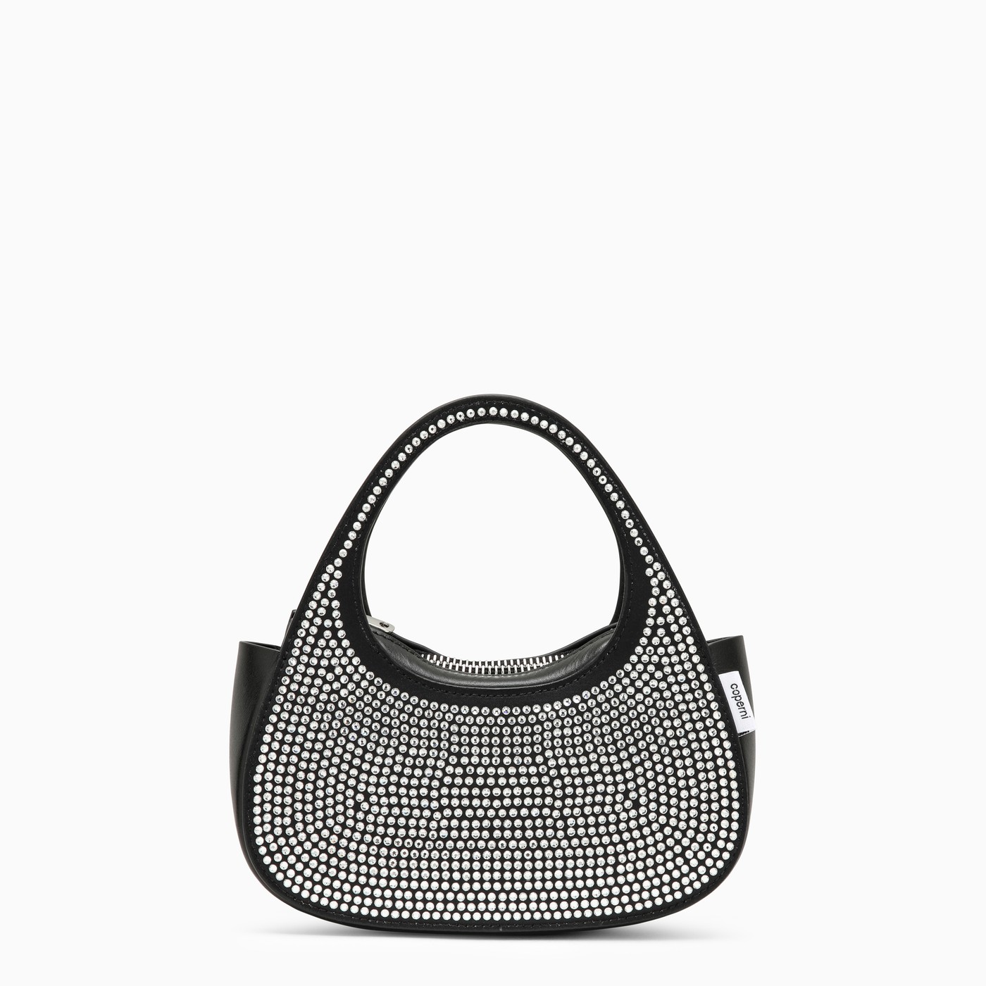 COPERNI Micro Baguette Swipe black bag with crystals in leather ...
