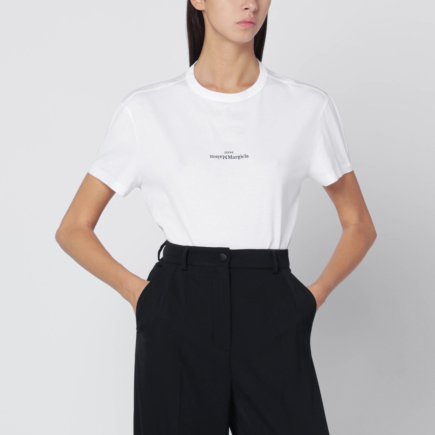 Maison Margiela White T-shirt with distorted logo | TheDoubleF