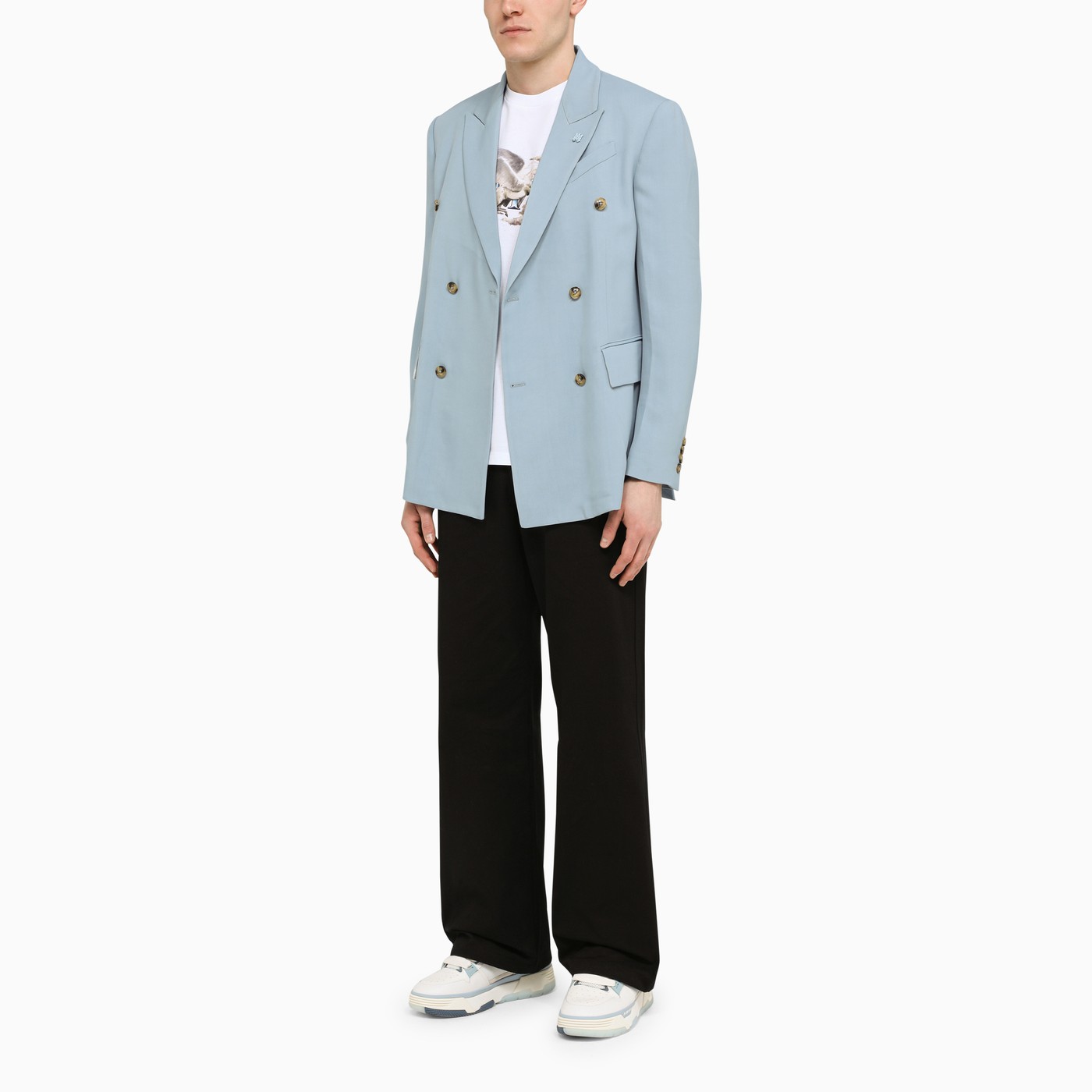 AMIRI Light blue relaxed double-breasted jacket | TheDoubleF