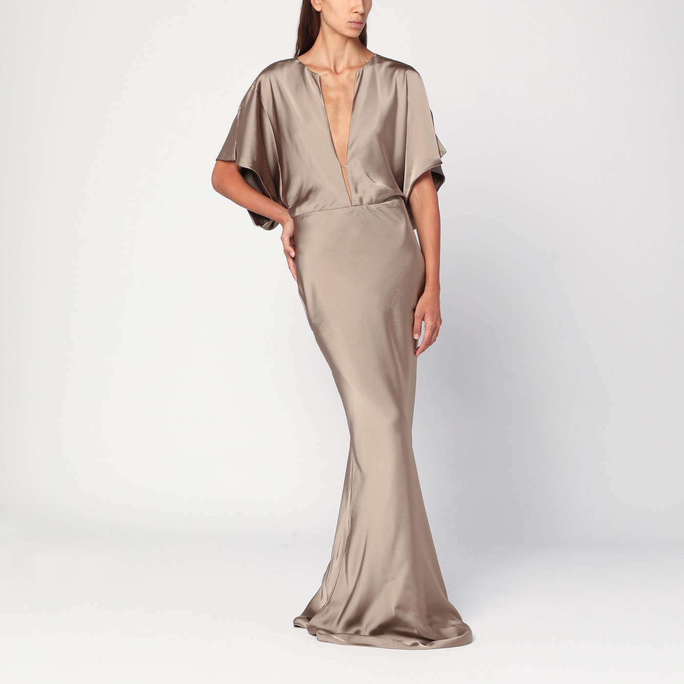 Norma Kamali Robe longue Obie en jersey satiné | TheDoubleF