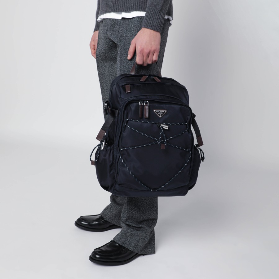prada backpack men blue