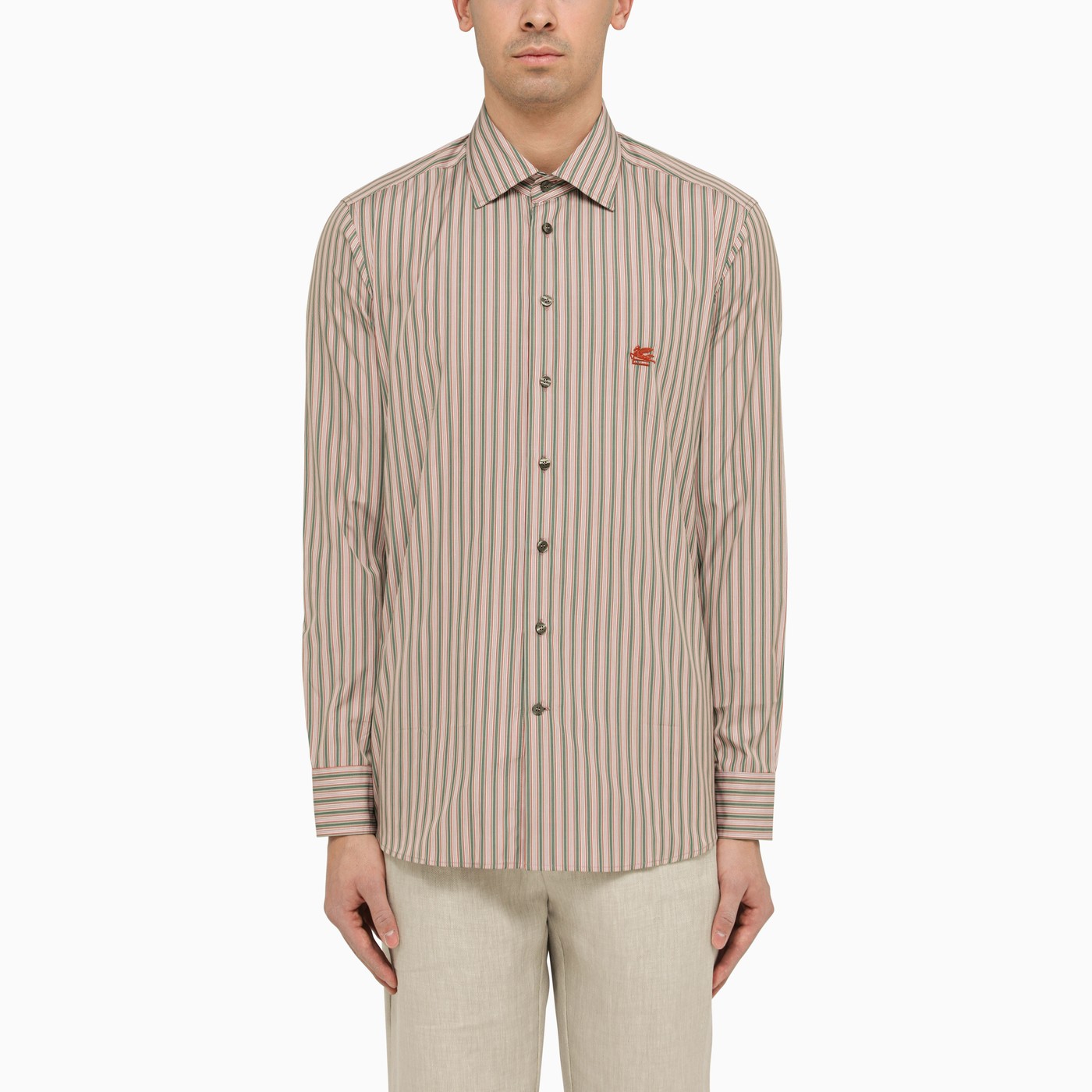 ETRO Pink/green striped cotton shirt | TheDoubleF