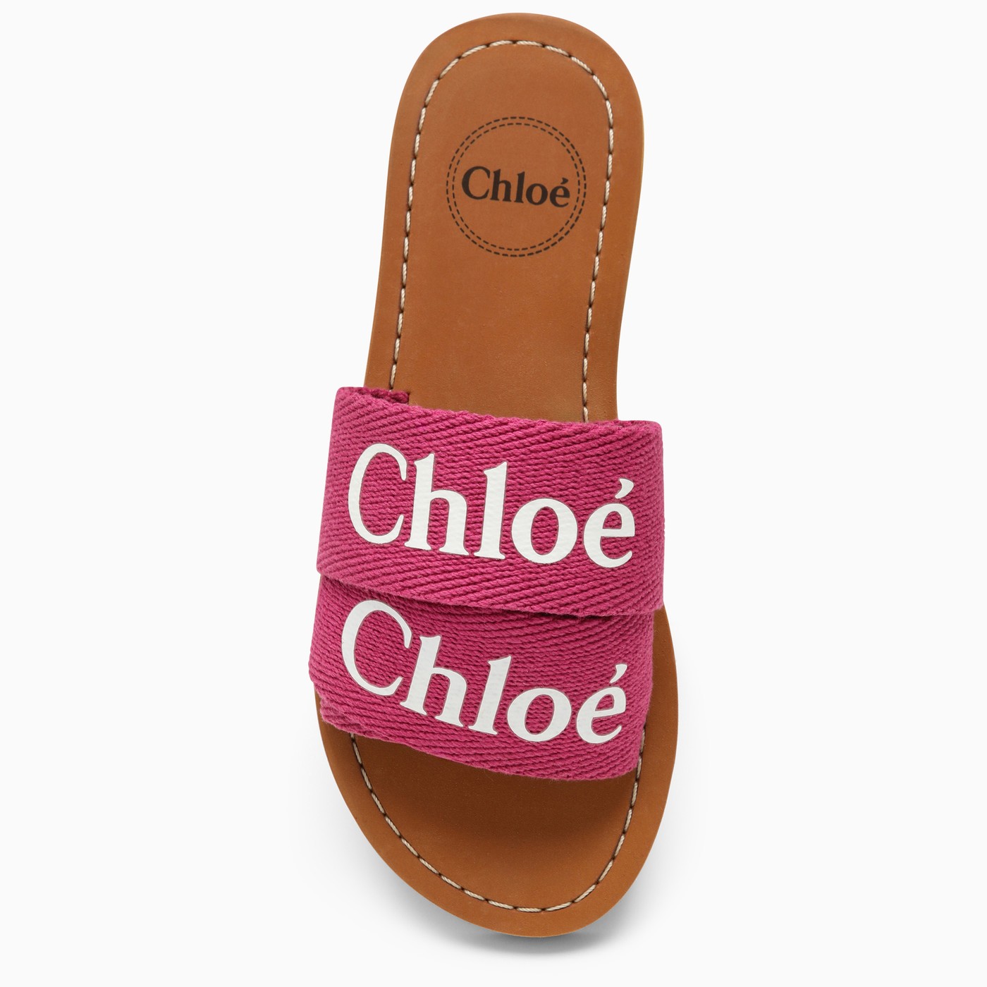 Chloé Pink flat sandals Woody with logo | TheDoubleF