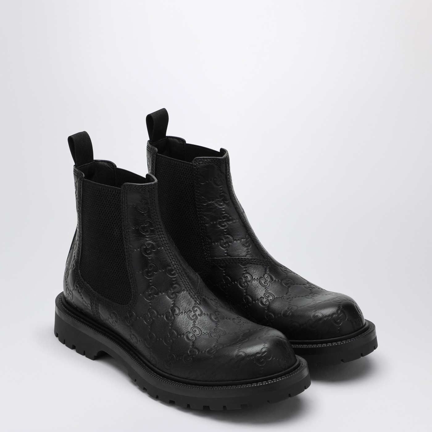 GUCCI Bottine noire en cuir avec détail Web | TheDoubleF
