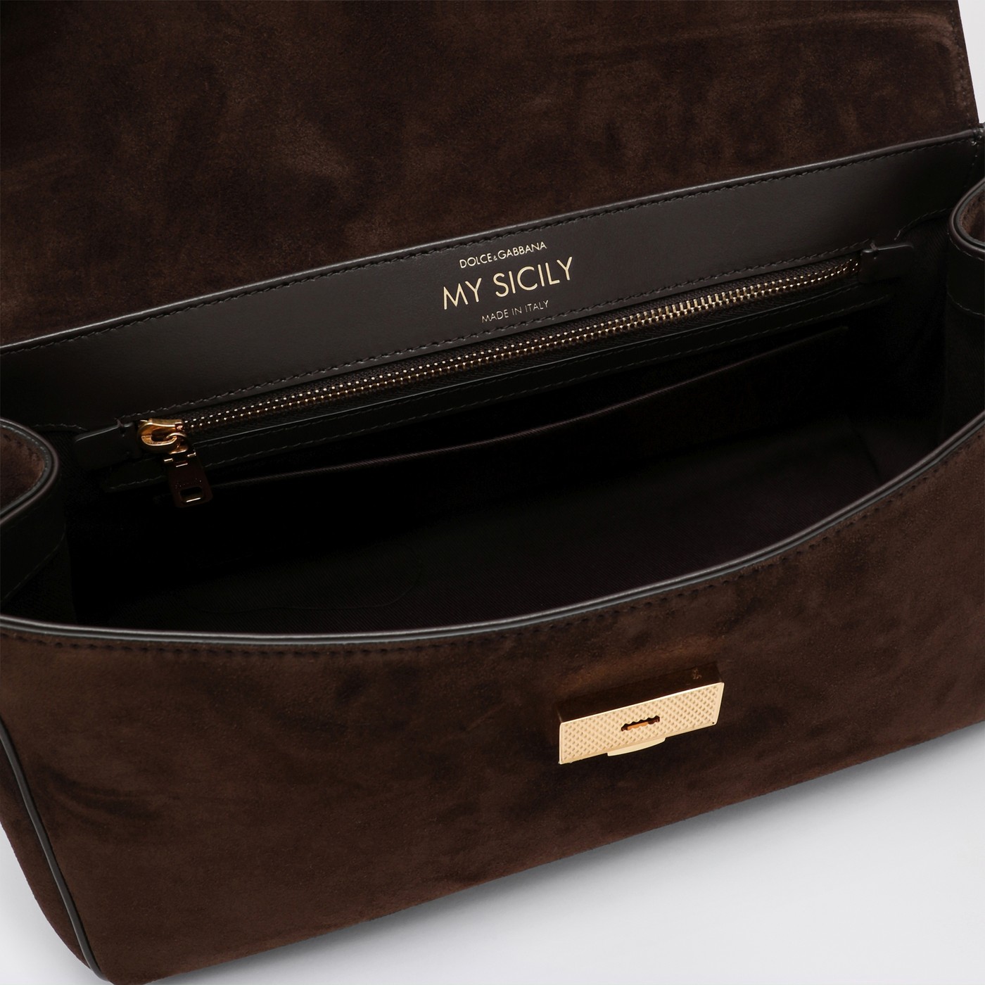 Dolce&Gabbana Sac My Sicily en cuir suédé marron ébène | TheDoubleF