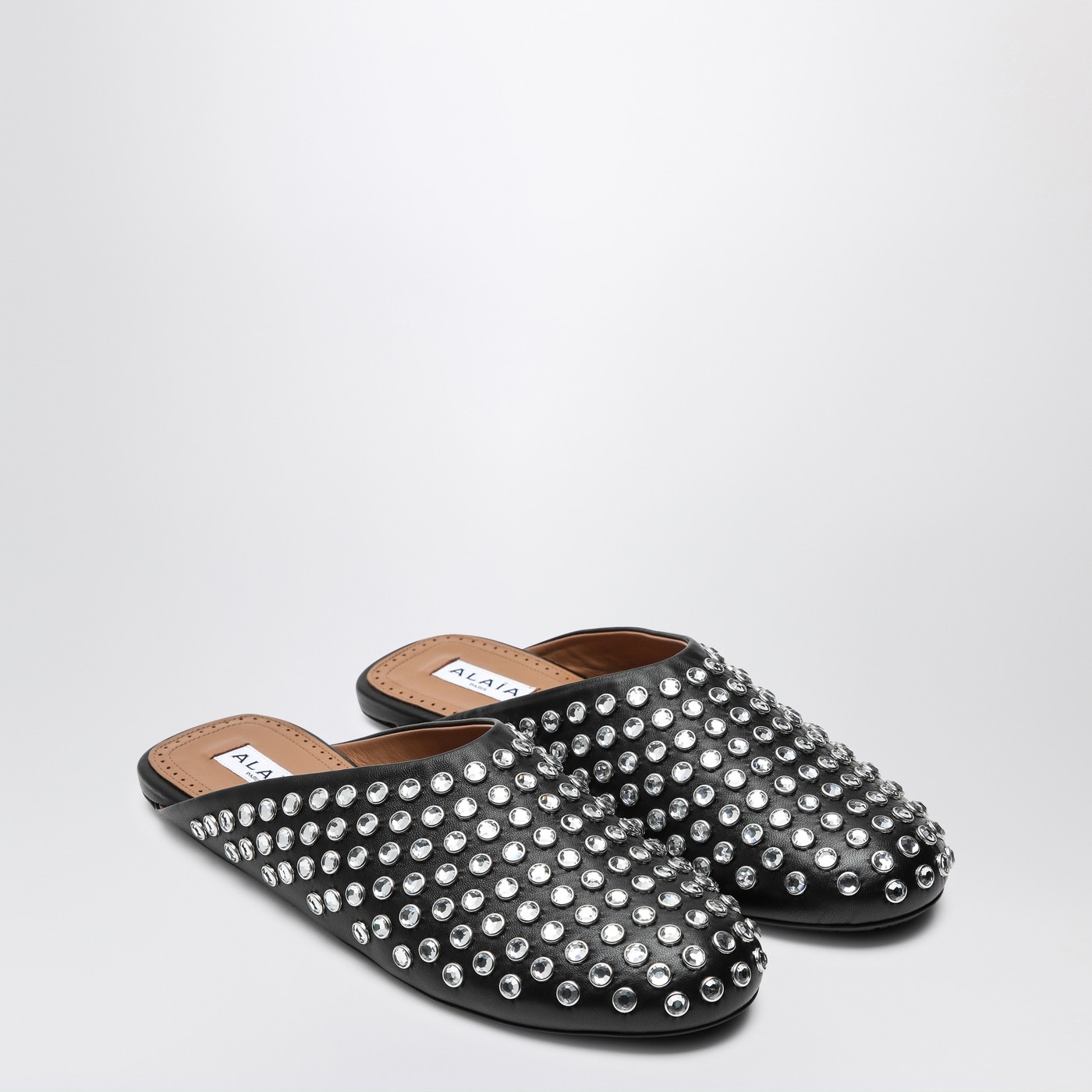 Alaïa Black leather mule flat with crystals | TheDoubleF