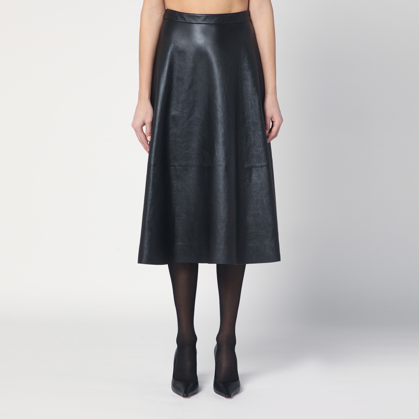 Balenciaga Black leather flared skirt | TheDoubleF