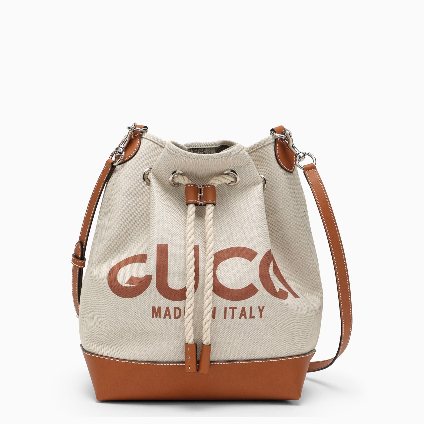 GUCCI Beige canvas bucket bag with logo | TheDoubleF