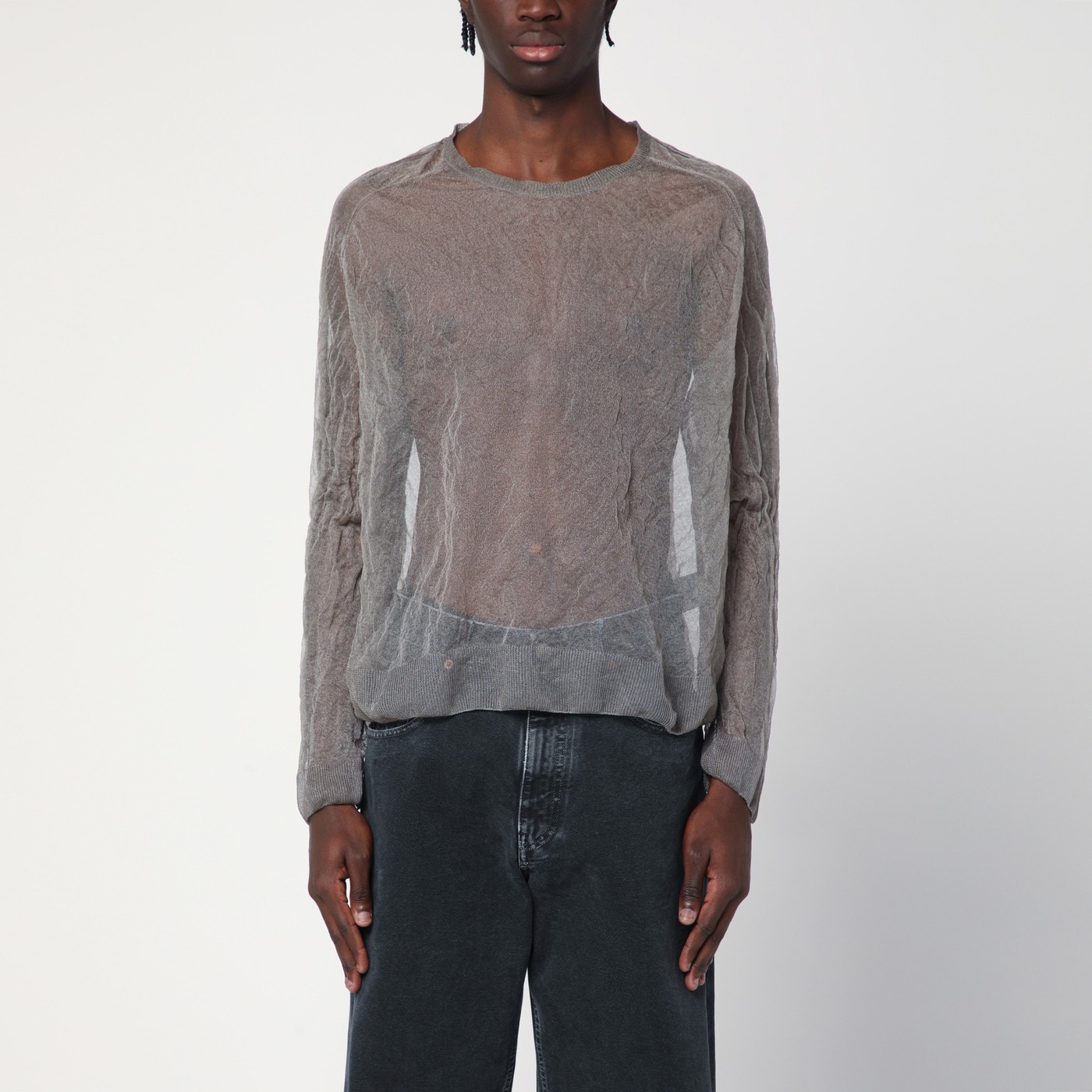 Our Legacy Semi-transparent grey sweater in silk blend | TheDoubleF