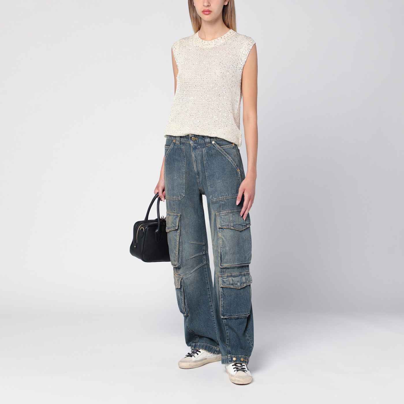 Golden Goose Blue washed denim cargo jeans | TheDoubleF