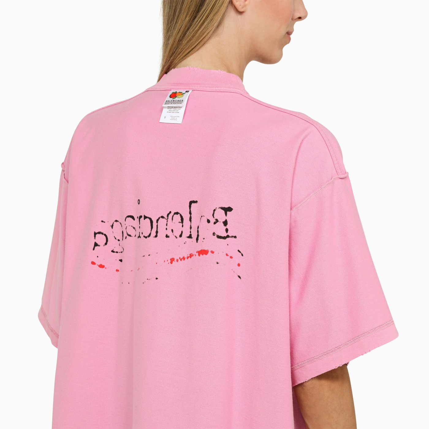 Balenciaga Pink oversize T-shirt with logo | TheDoubleF