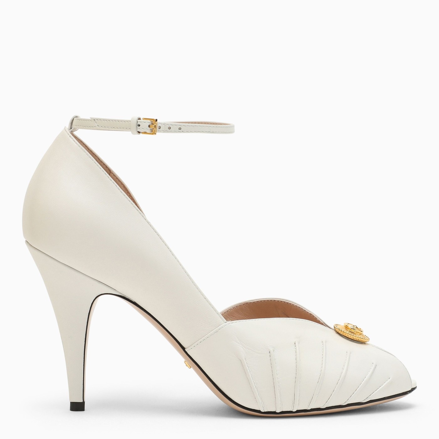 GUCCI Sandale à carreaux blanc avec croisement GG | TheDoubleF