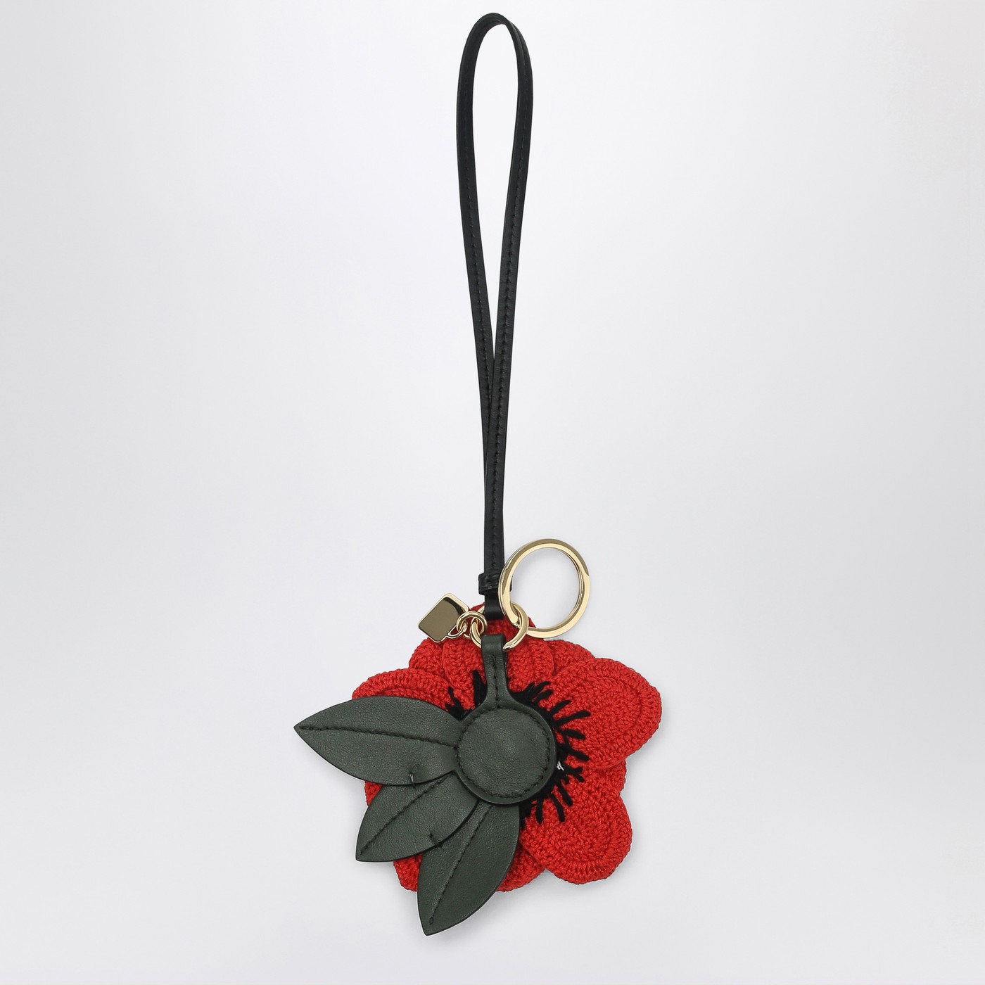 Miu Miu Red Trick keychain in crochet and leather | TheDoubleF