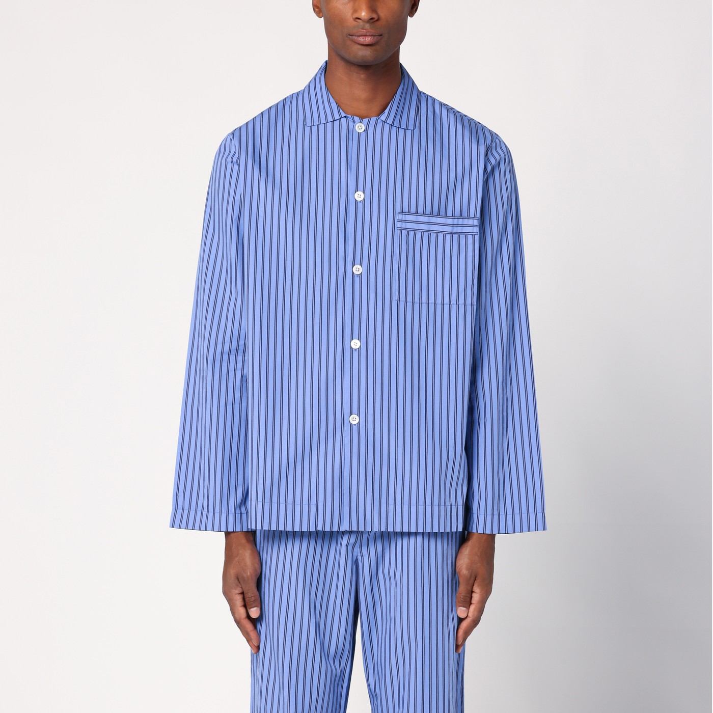 Tekla Blue striped pyjama shirt | TheDoubleF