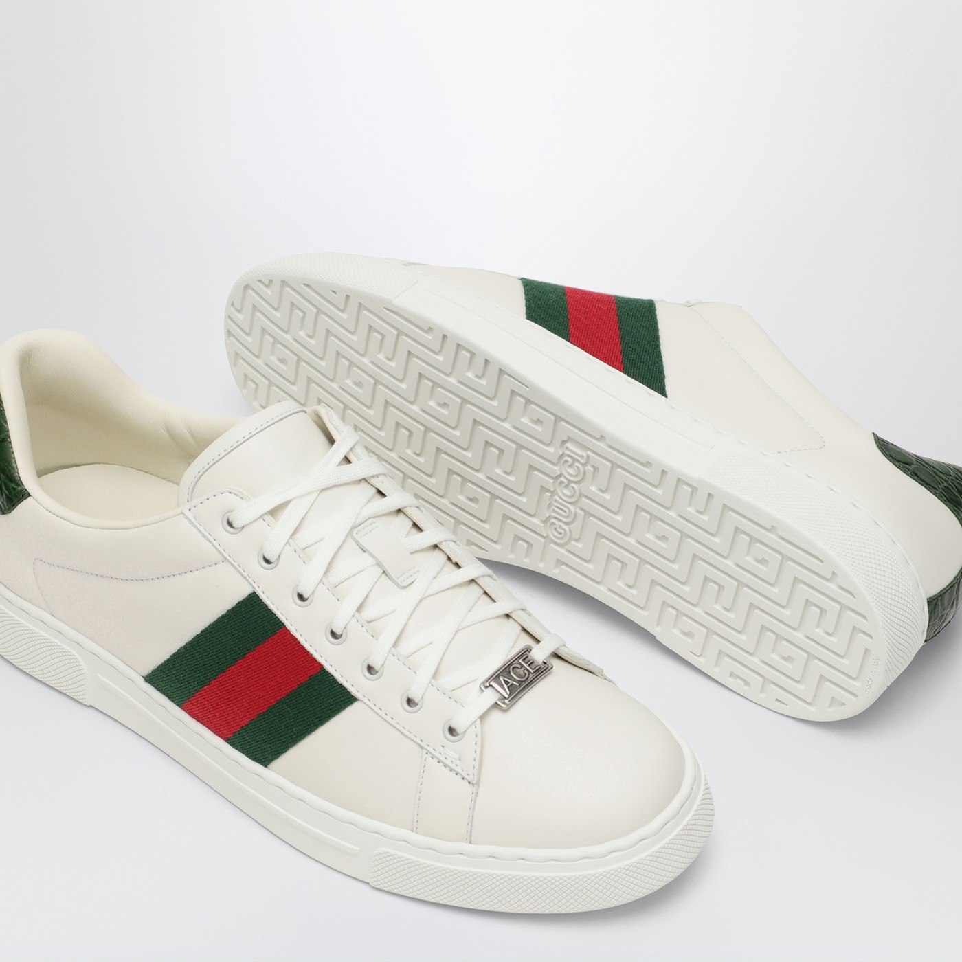 GUCCI Sneaker bassa Ace bianca/verde in pelle | TheDoubleF