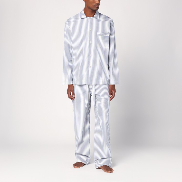 Tekla Beige striped pyjama shirt | TheDoubleF