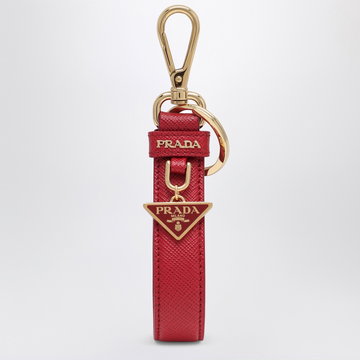 Prada Red/gold Saffiano leather keychain | TheDoubleF