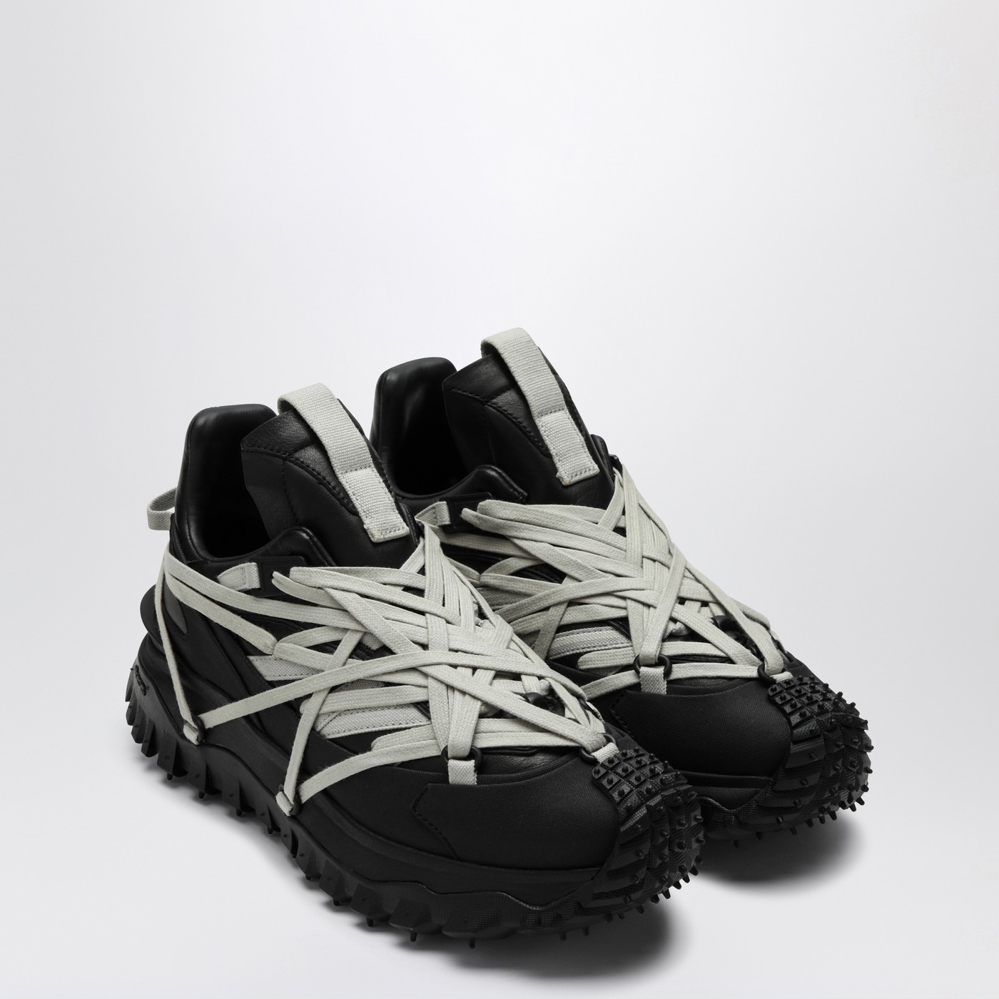 Moncler + Rick Owens Black Trailgrip trainer with extra-long laces ...