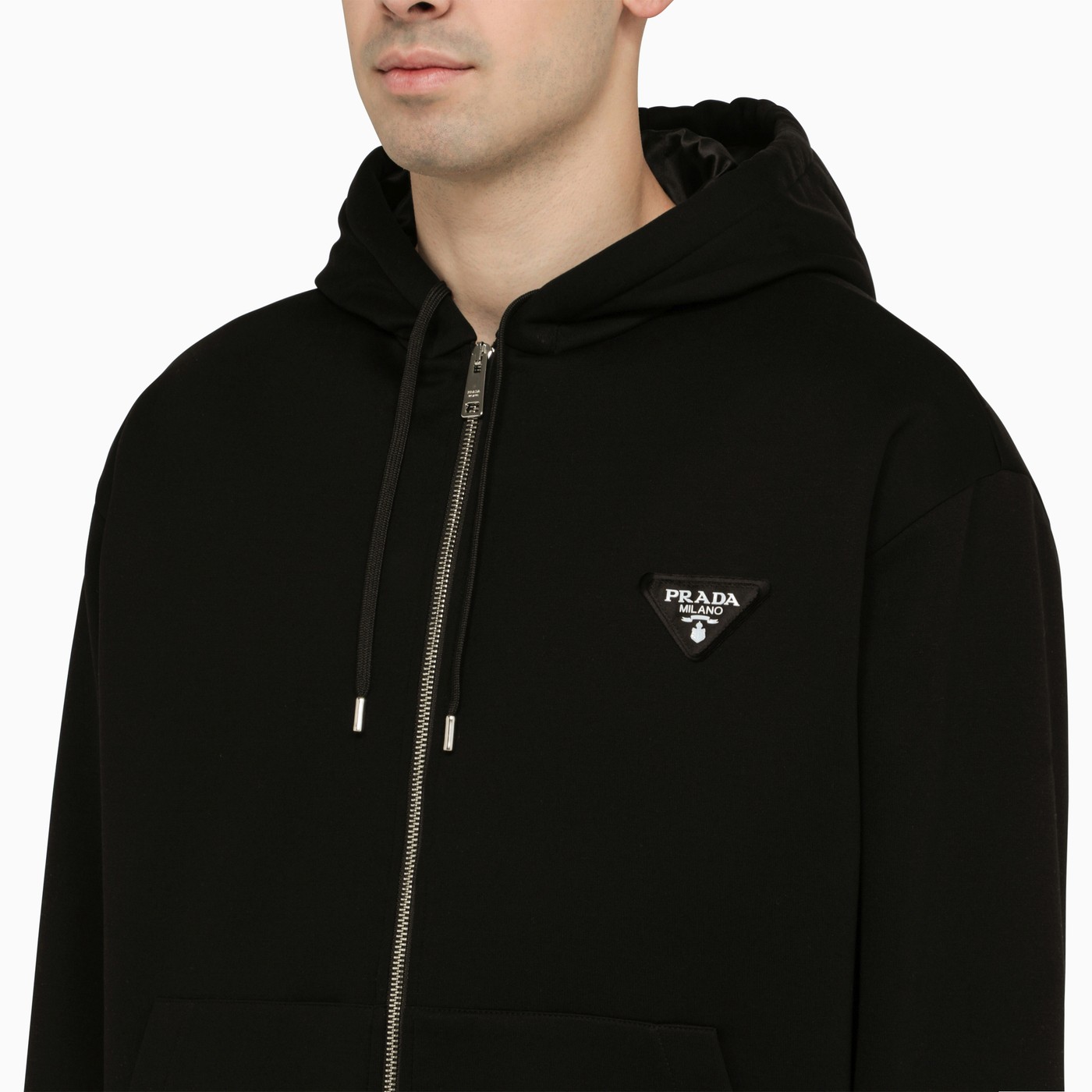 Prada Black cotton sweatshirt with logo | TheDoubleF