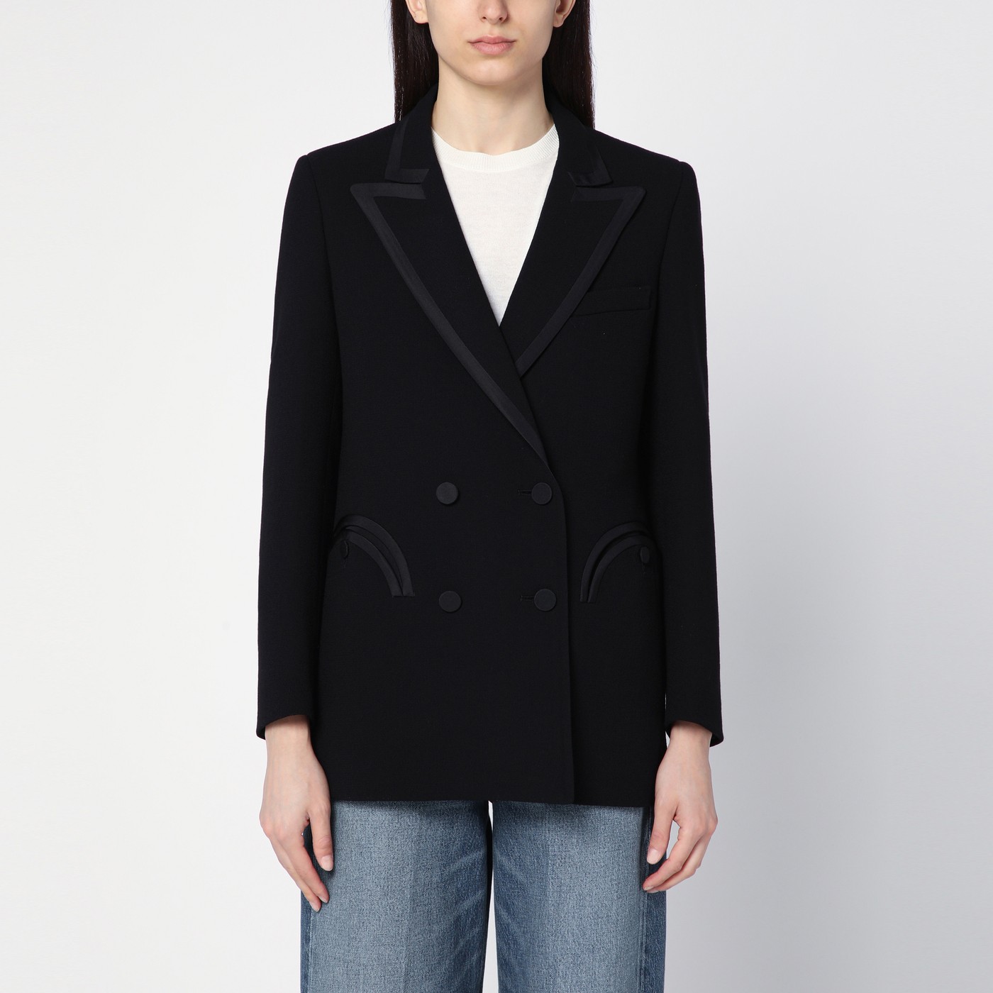 Blazé Milano Double-breasted Everyday Blazer black wool jacket | TheDoubleF