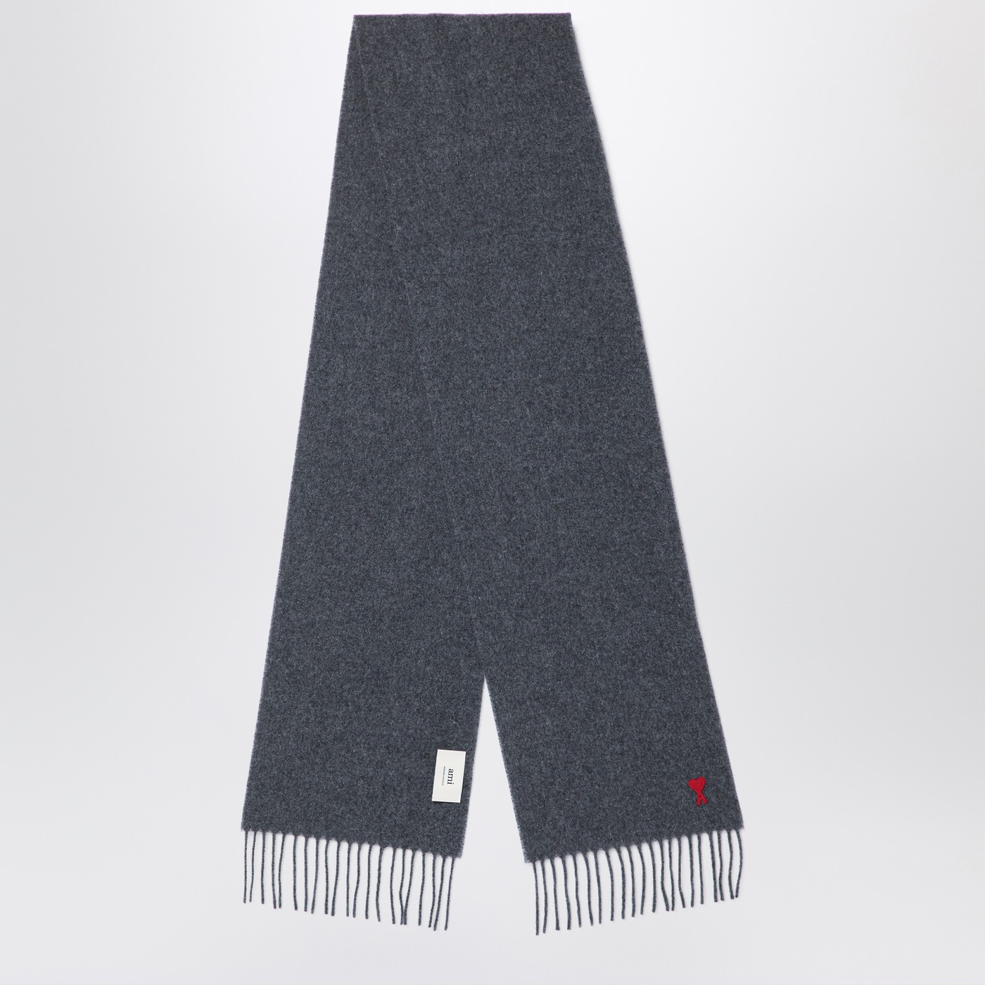 Ami Paris Dark grey Ami De Coeur wool scarf | TheDoubleF