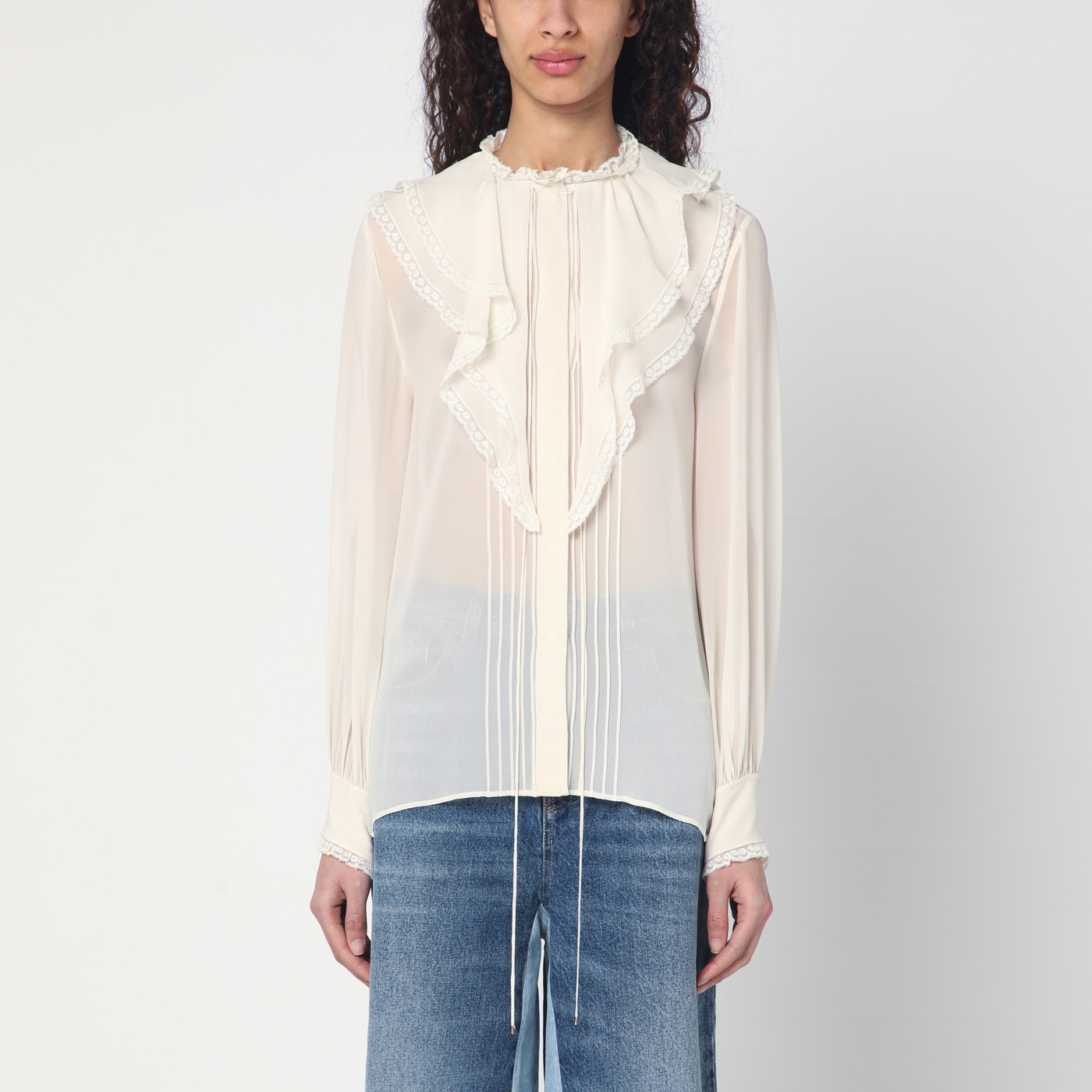 Chloé White silk ruffle blouse | TheDoubleF