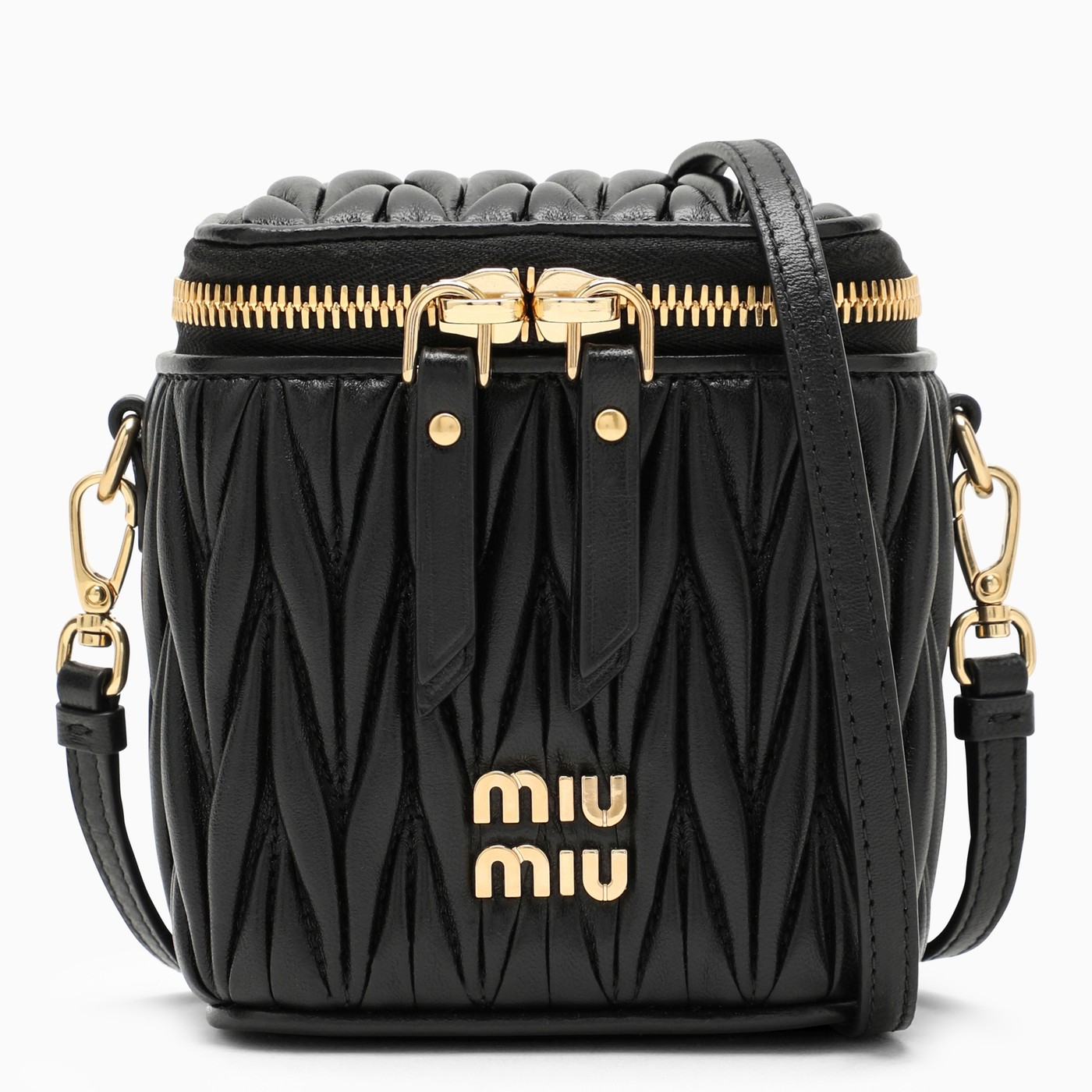 Miu Miu Mini black quilted leather bucket bag | TheDoubleF