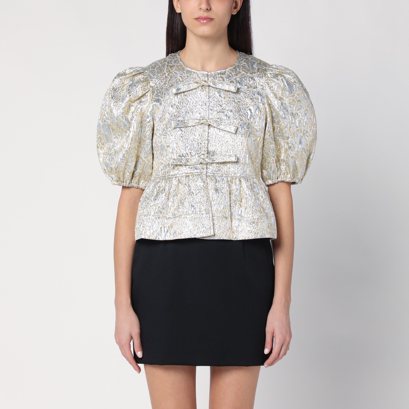 GANNI Gold/silver blouse with bows | TheDoubleF